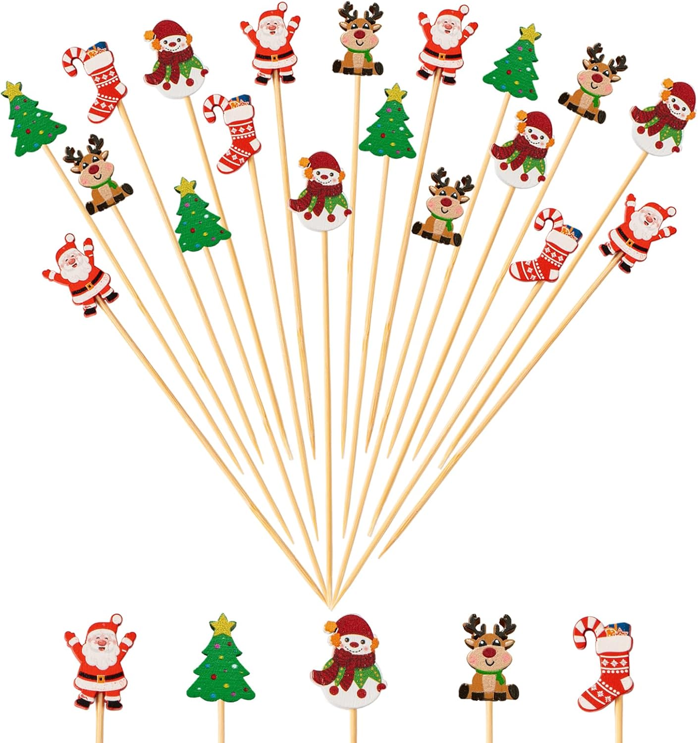 Amazon.com | Jiesky 240 Counts Christmas Cocktail Picks Christmas Tree ...