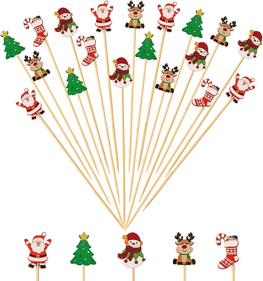 Amazon.com | Jiesky 240 Counts Christmas Cocktail Picks Christmas Tree ...