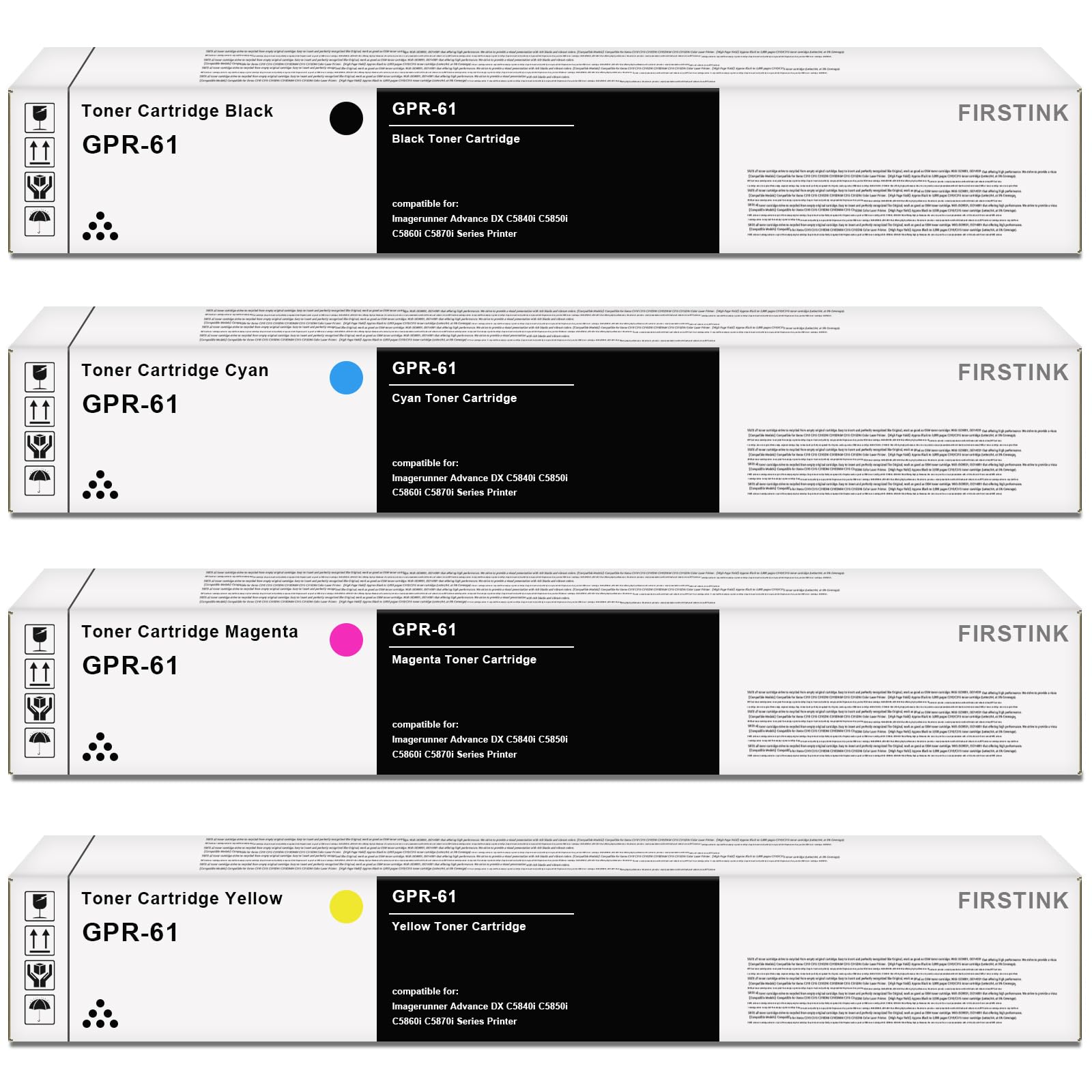 Amazon.com: FIRSTINK High Yield GPR-61 Toner Cartridges GPR61 Toner Set ...