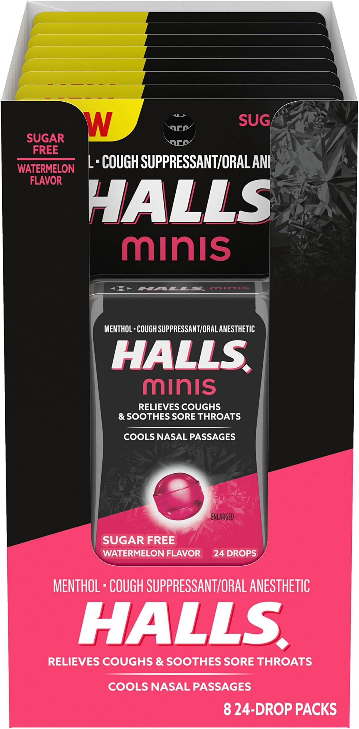 Amazon.com: HALLS Minis Watermelon Flavor Sugar Free Cough Drops, 8 ...