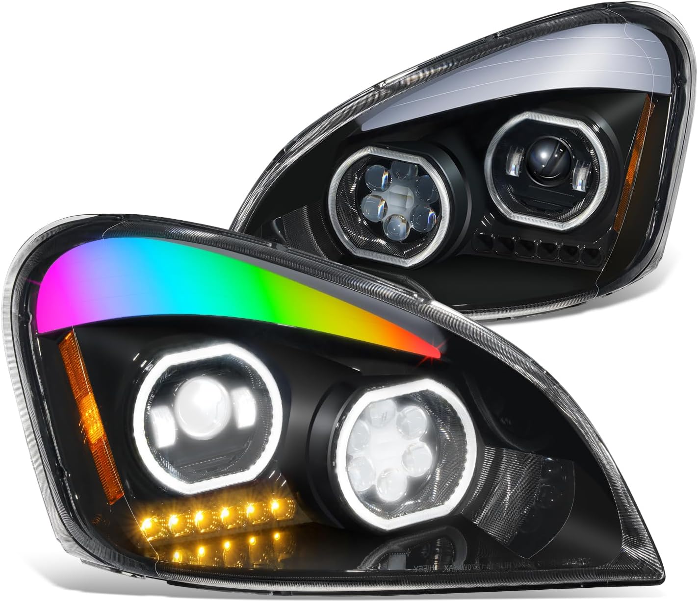 DNA MOTORING Pair LED Halo Projector Headlights Compatible with 2008 ...