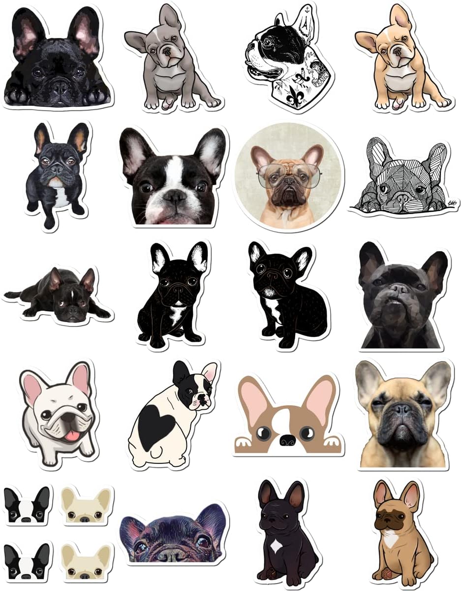 Amazon.com: Stickers Pack 20 Pcs French Vinyl Bulldog Aesthetic ...