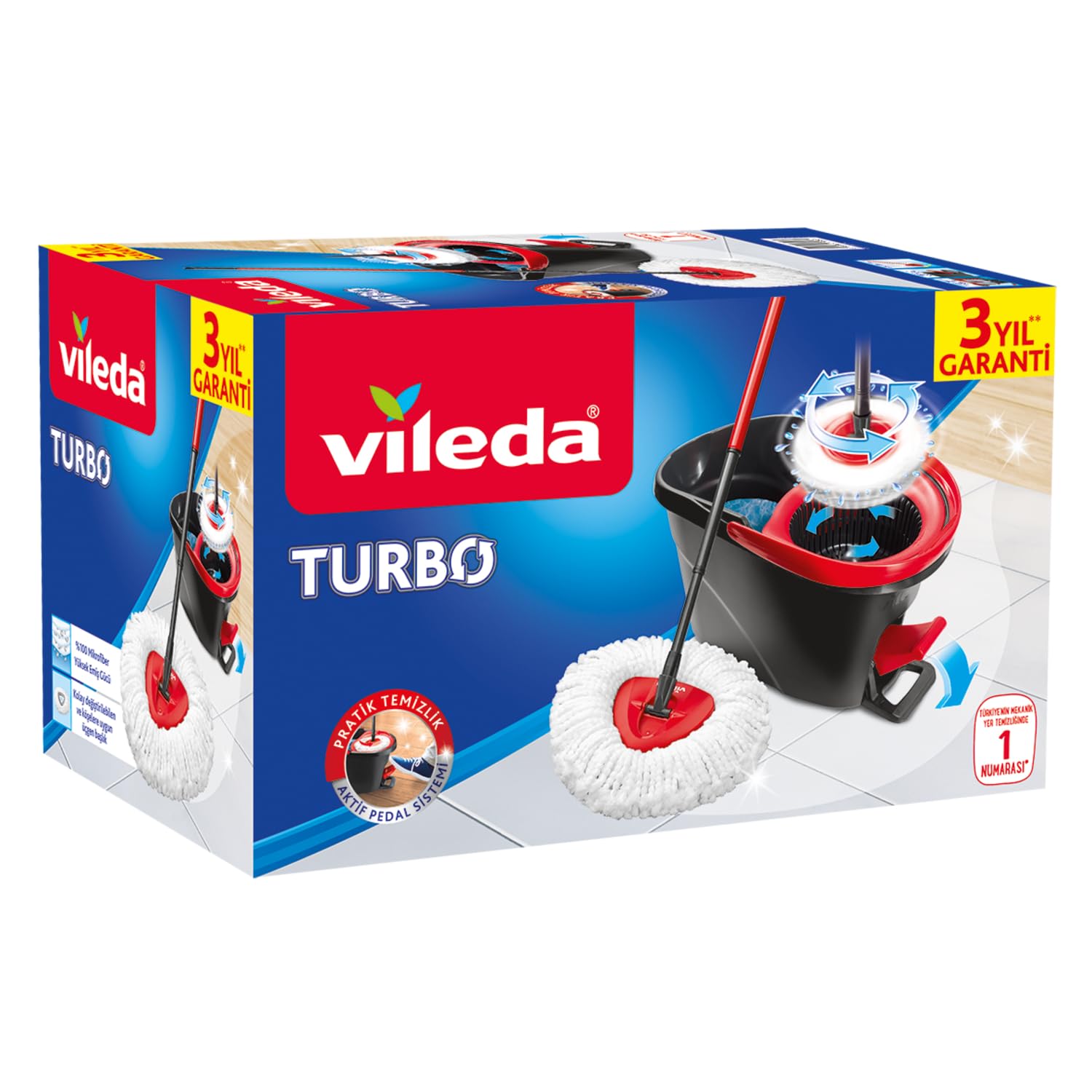 Vileda VLDTurbo Turbo Pedallı Temizlik Seti, Siyah, 29.6 x 48.6 x 29.3 ...