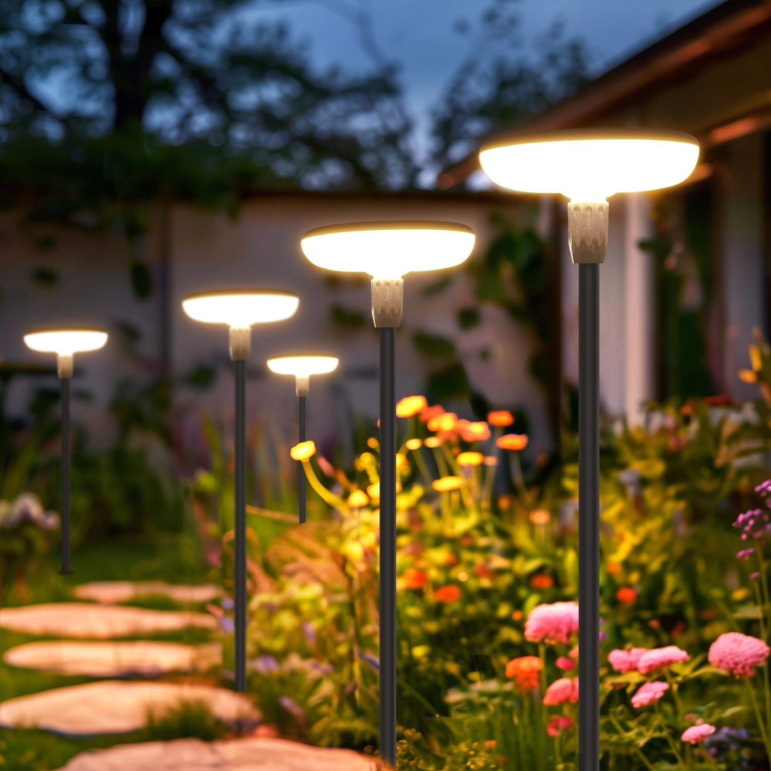 LETMY 8 Pack Solar Pathway Lights + 6 Pack Swaying Solar Garden Lights ...