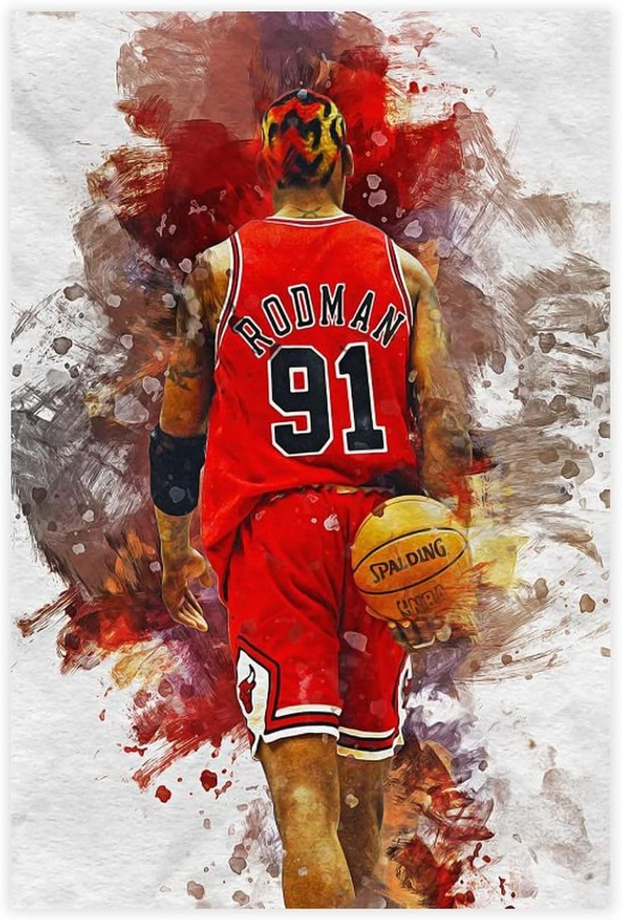 Amazon.com: Dennis Rodman Poster Basketball Picture Basketball Star ...