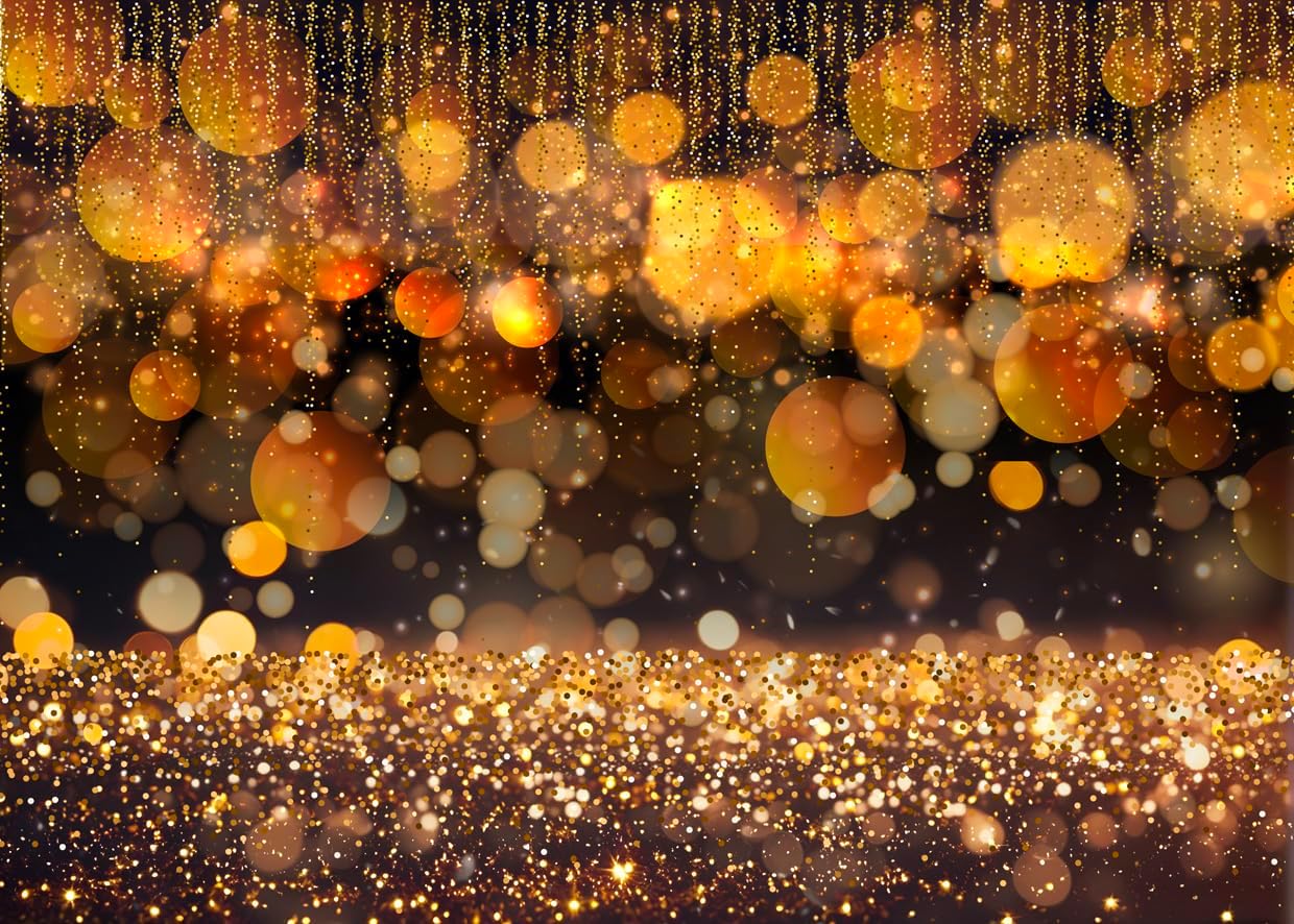 Amazon.com : LYRYGS 7X5ft Gold Glitters Black Backdrop Gold Spots ...