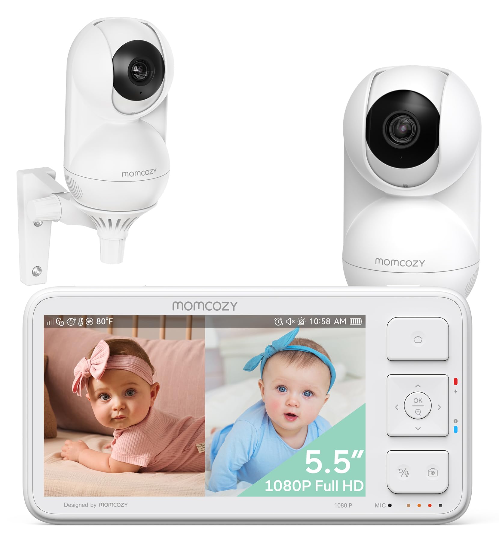 Amazon.com: Momcozy Baby Monitor with 2 Cameras 5.5" 1080P Full HD ...