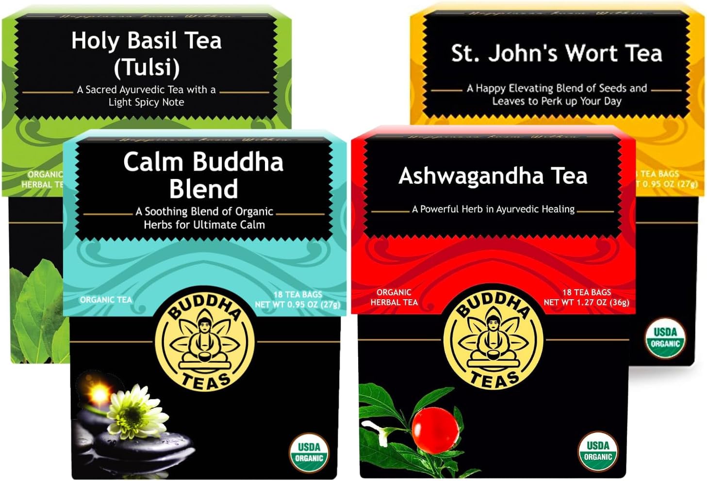 Amazon.com : BUDDHA TEAS Stress Relief Organic Tea Bundle : Grocery ...