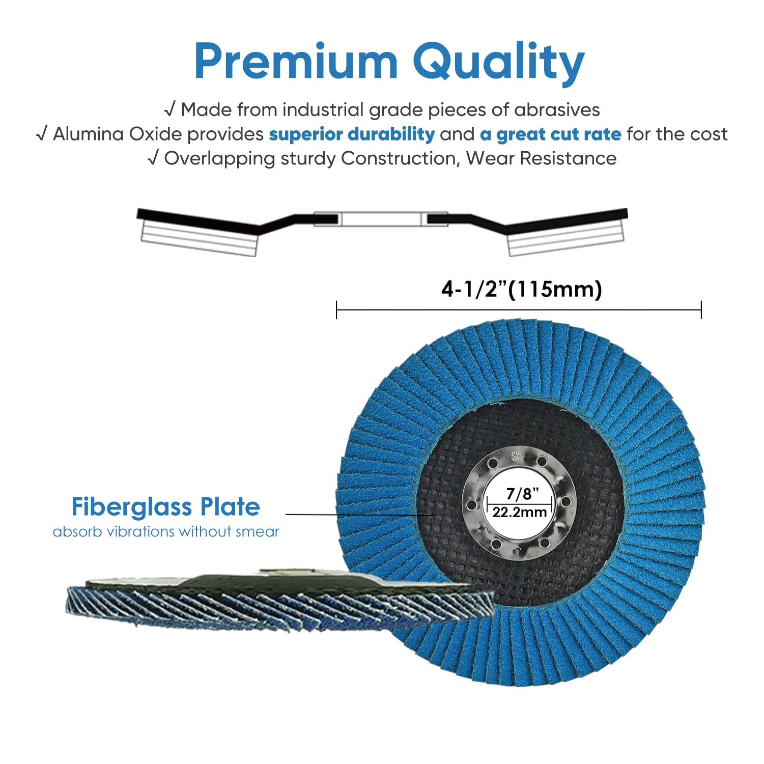 Snapklik.com : Amoolo 4 1/2 Inch Zirconia Flap Discs, 16 PCS 40 60 80 ...