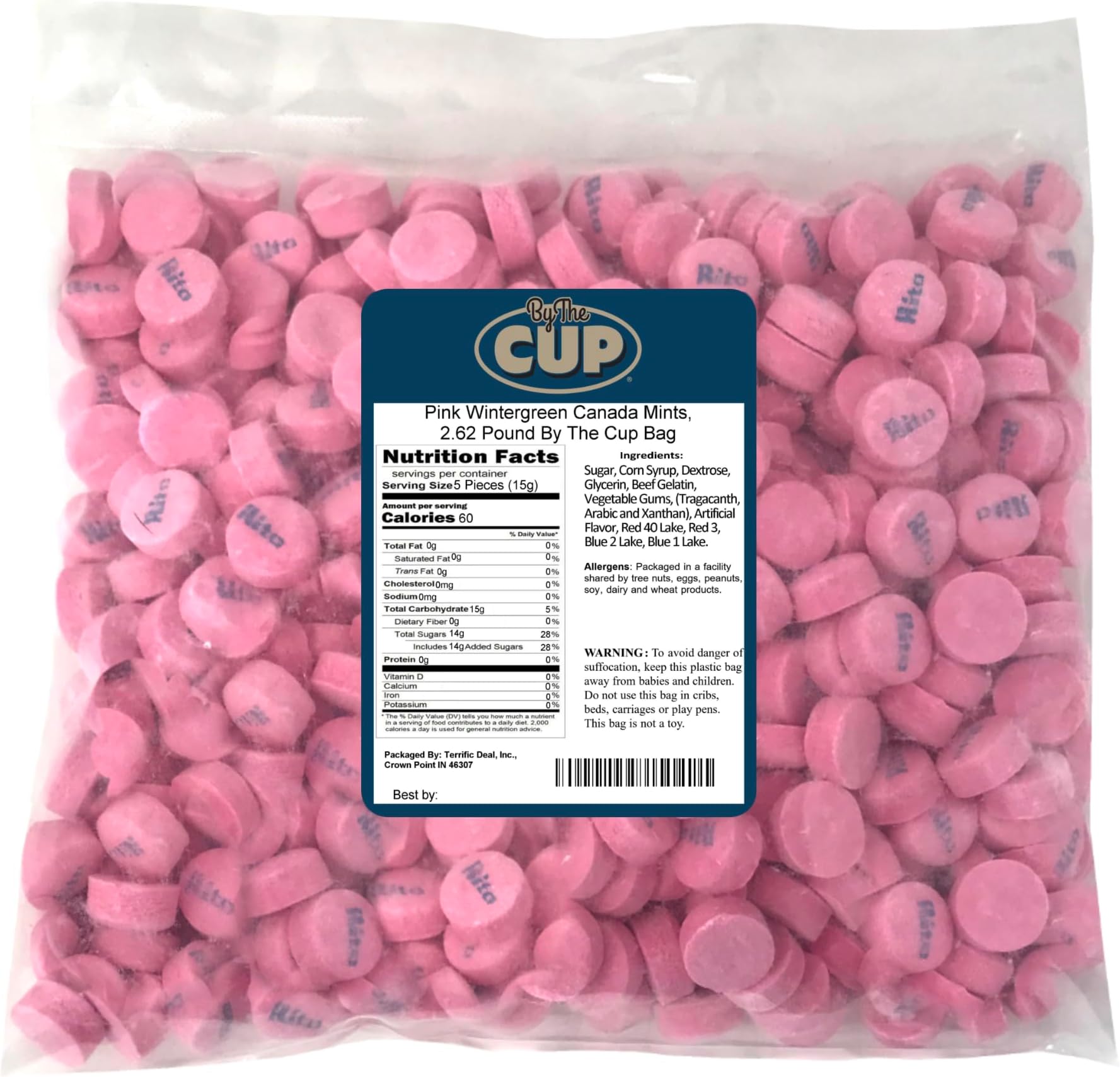 Amazon.com : Pink Wintergreen Canada Mints, 2.62 Pound By The Cup Bag ...