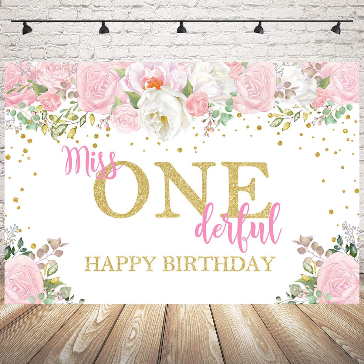 Buy Mocsicka Miss Onederful 1st Birthday Backdrop, Girl's 1st Birthday ...