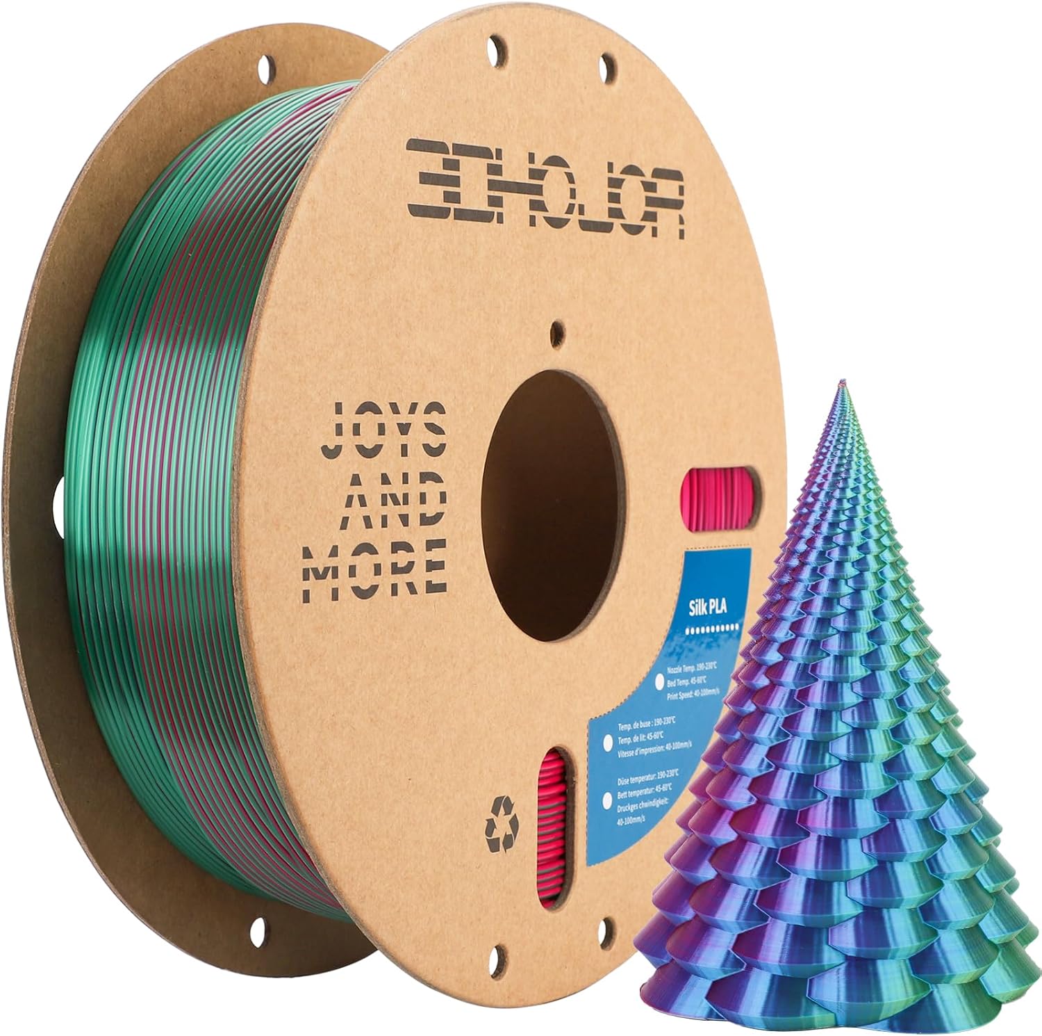 3DHoJor Silk PLA Filament 1.75mm Red Green Blue Triple Color PLA 3D ...