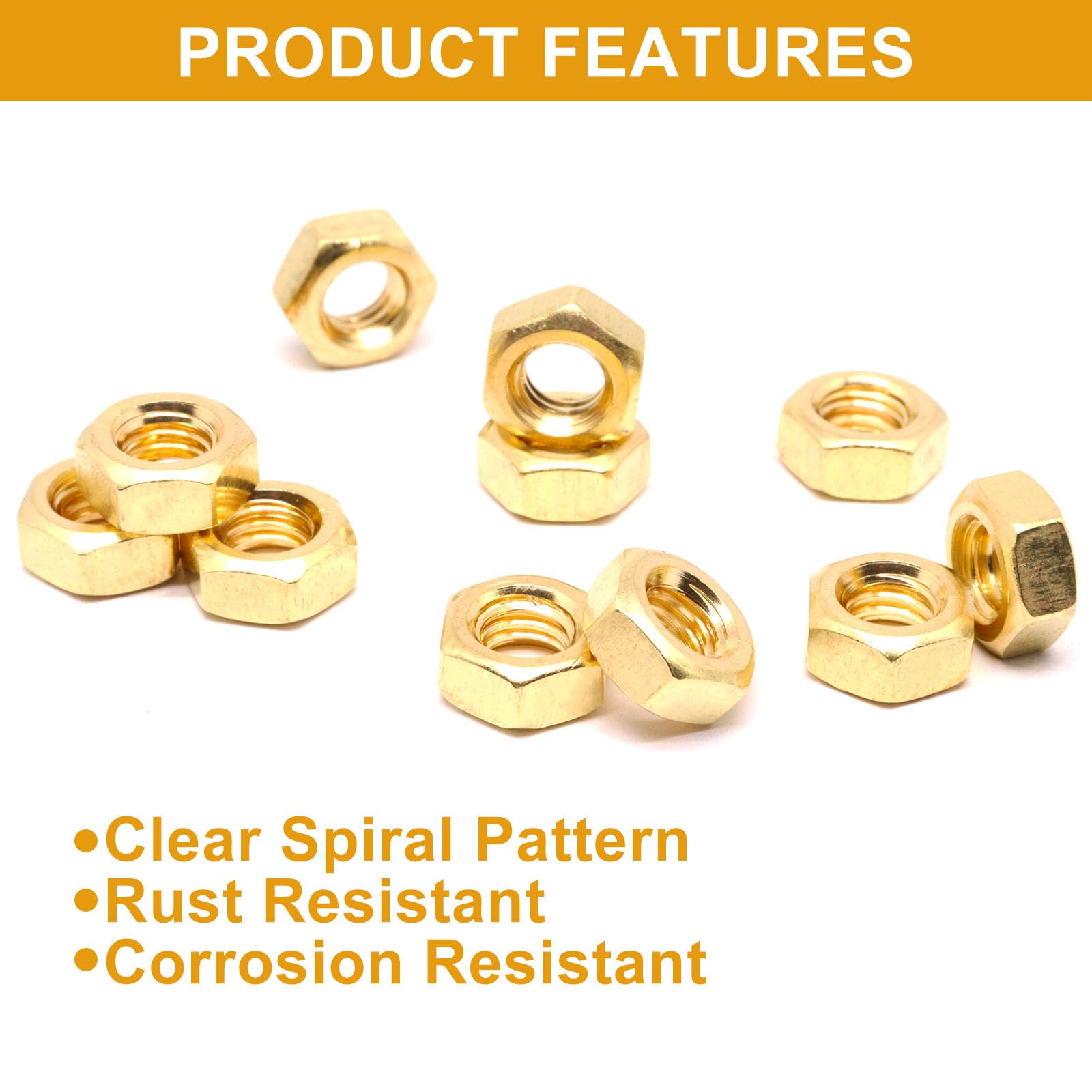 Snapklik.com : M6 Nut, 50Pcs Brass Hex Nuts, Internal Threaded Hexagon ...