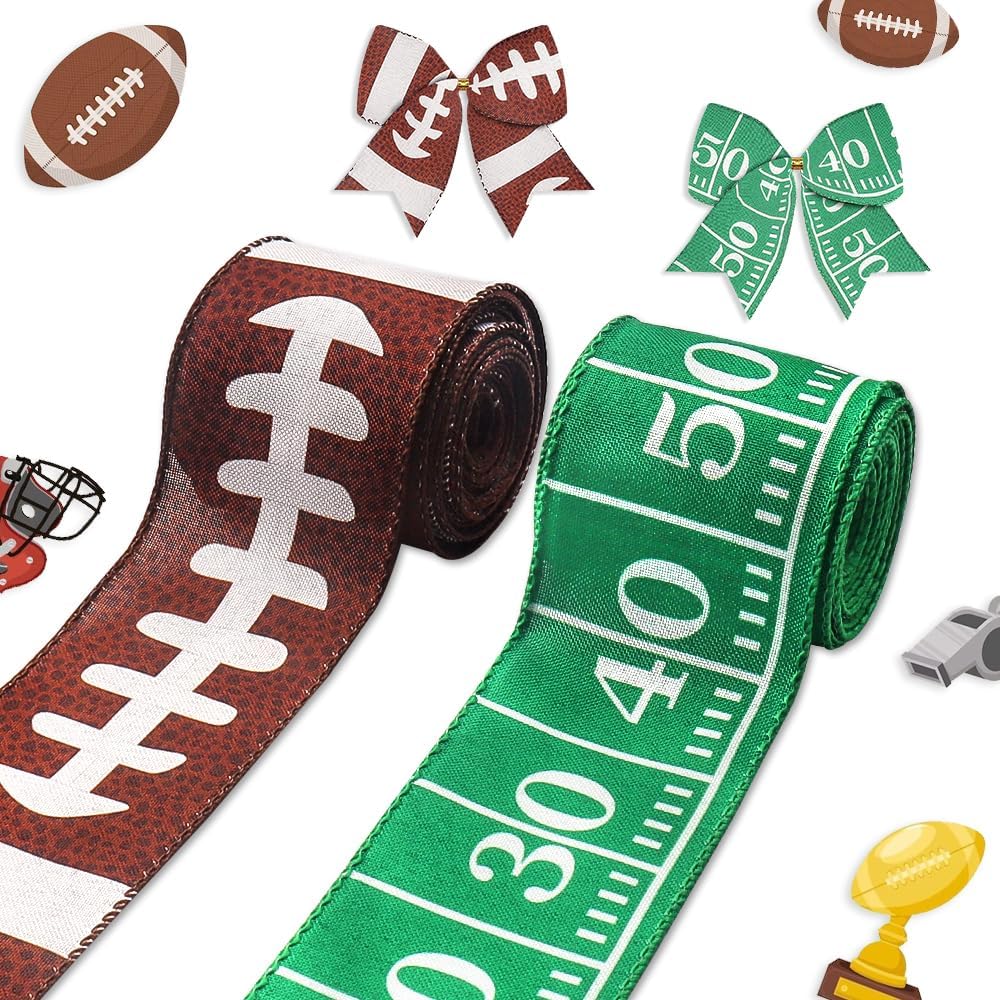 Amazon.com: Football Wired Edge Ribbon, 20 Yards 2.5 Inch Sports Burlap ...