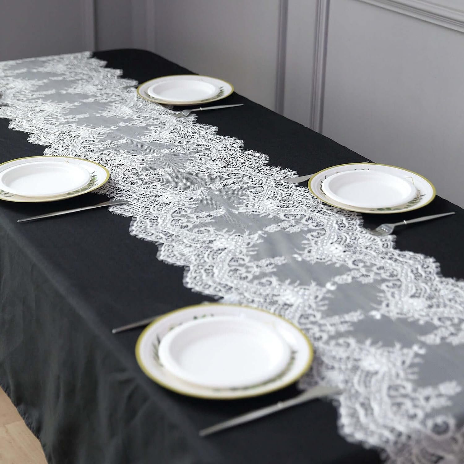 Amazon.com: Efavormart 15"x117" Ivory Premium Lace Table Runner Vintage ...