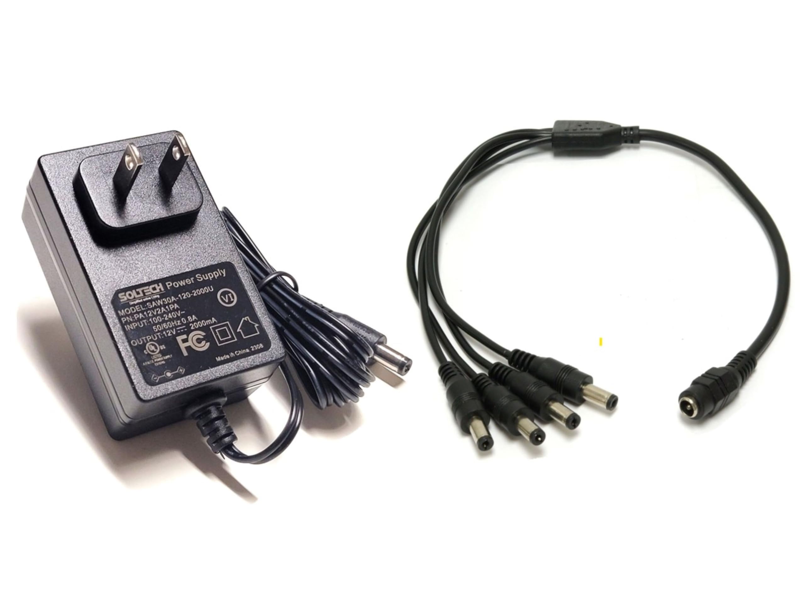 Amazon.com: 12V Security Camera Power Supply Adapter with 4-Way DC ...