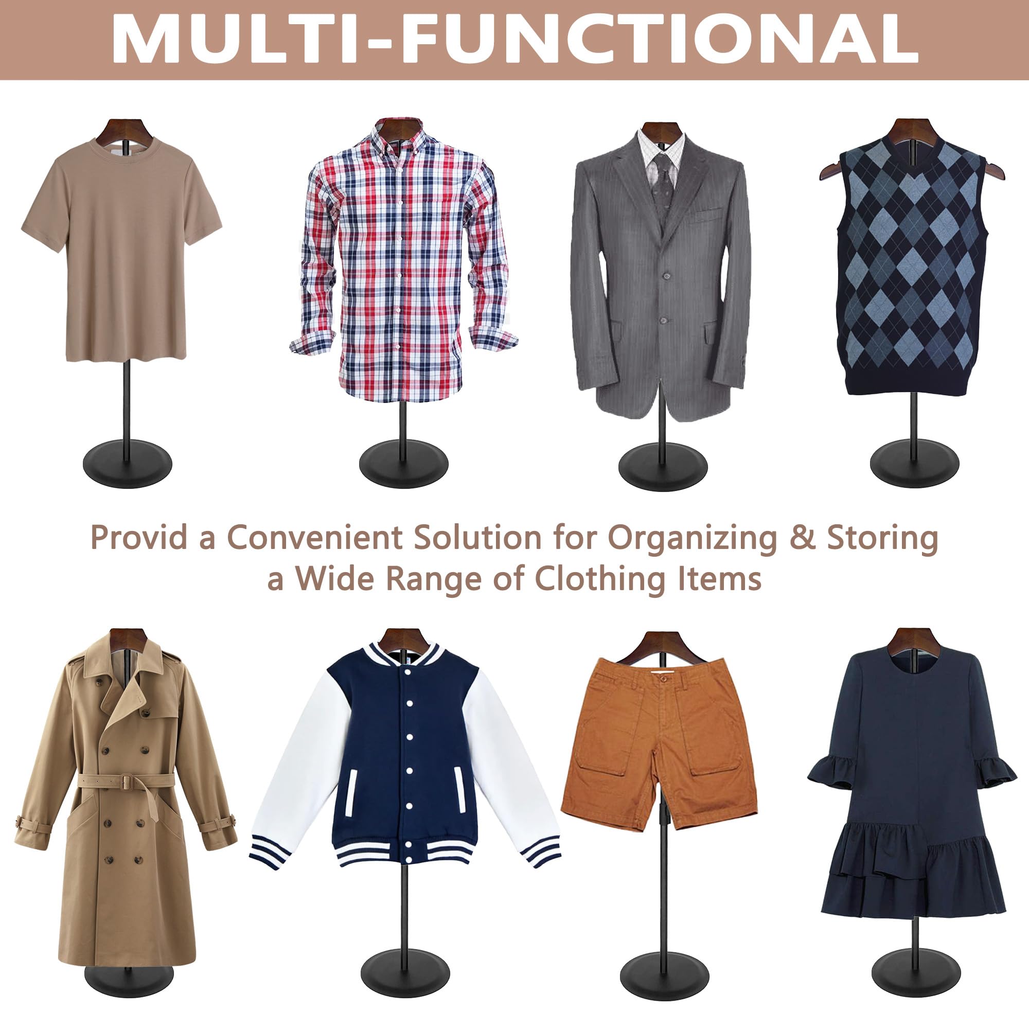 KORETECH 4 Pack Shirt Display 35" Height Adjustable Shoulder Stand ...