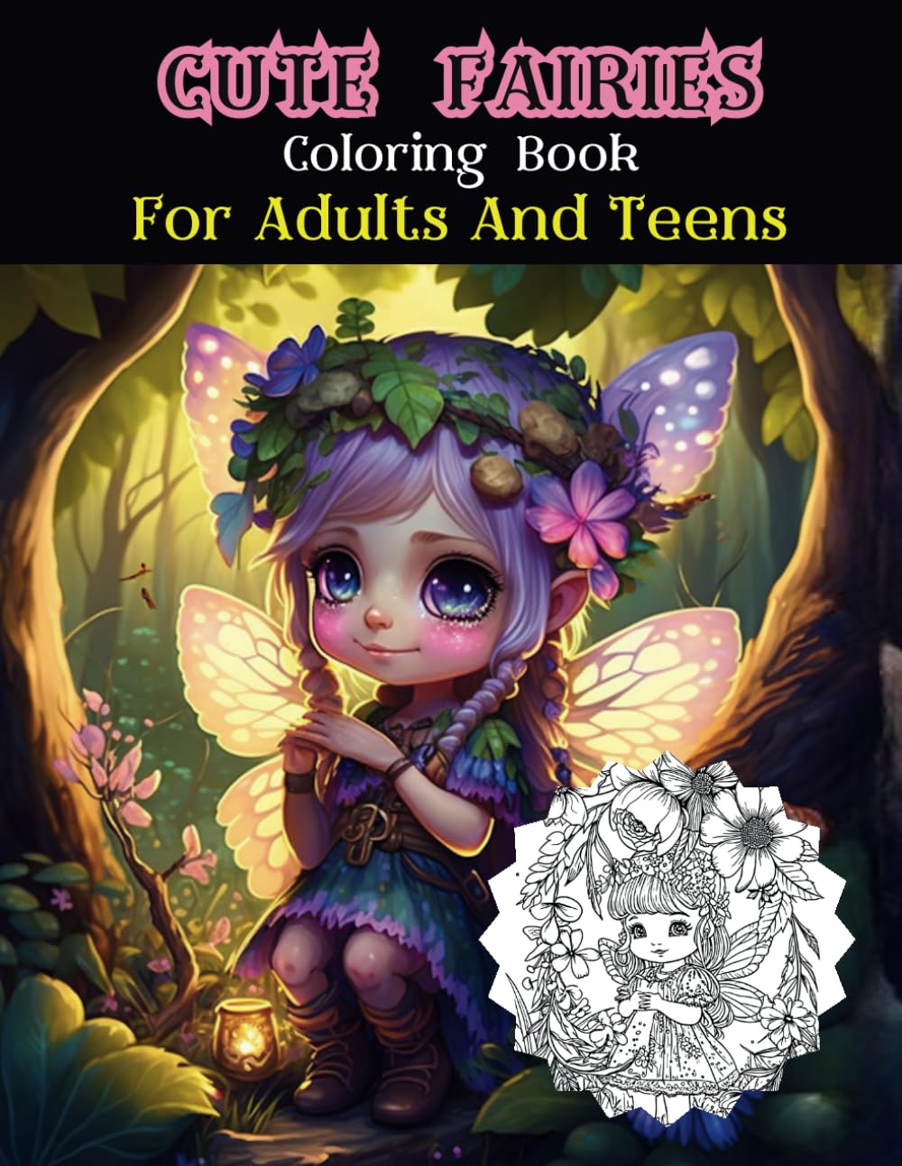 Cute Fairies Coloring Book For Adults And Teens: 50 Beautiful Flower ...