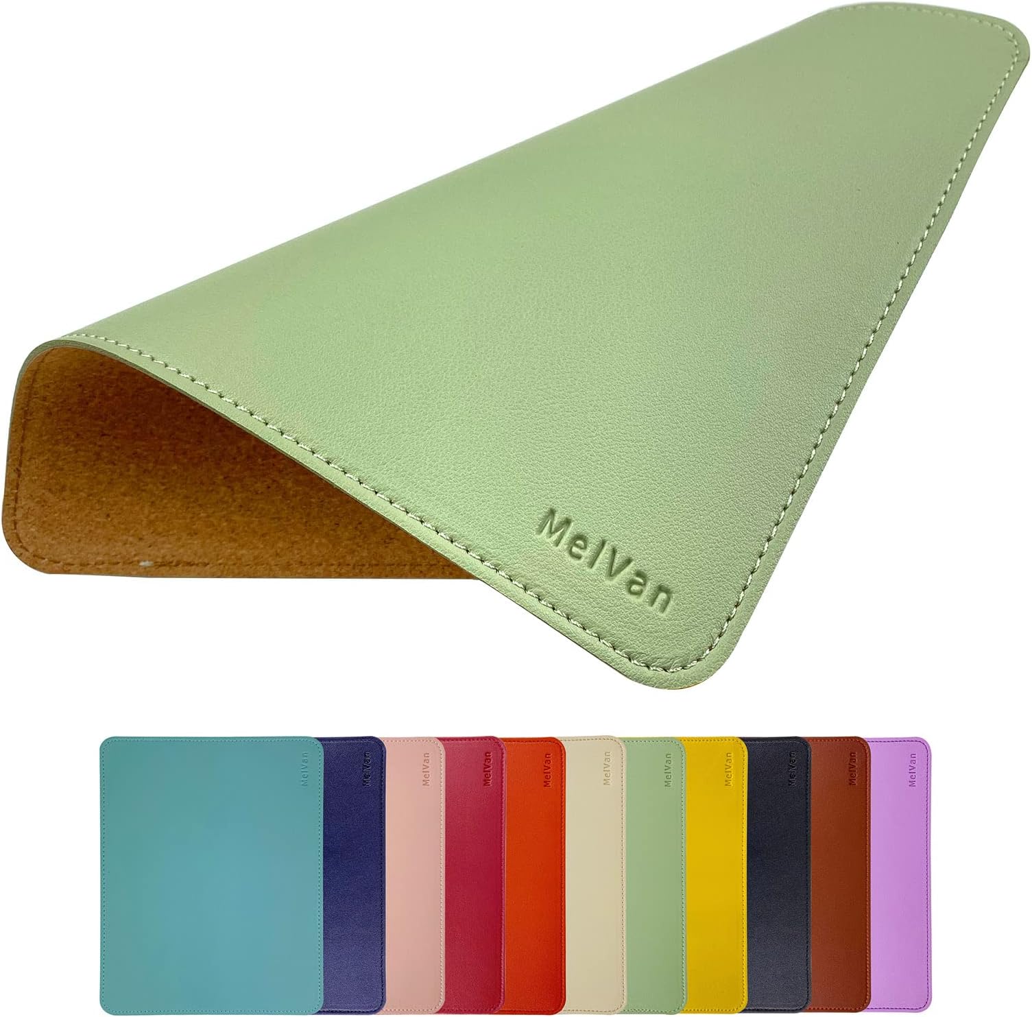 Amazon.com: KINOPREV PU Leather Mouse Pad with Stitched Edge,Wood Non ...