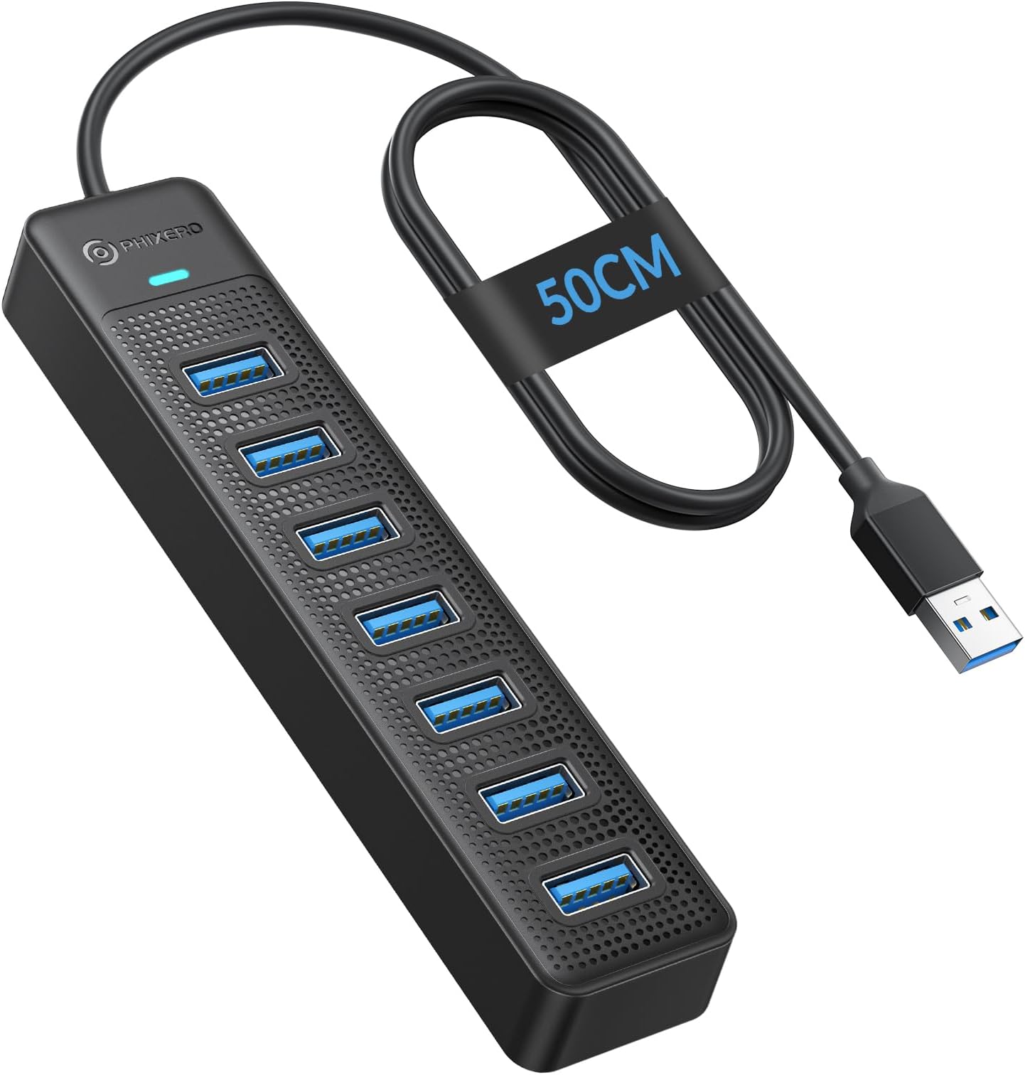 PHIXERO 7 Port USB Hub, 1.6FT Long Cable USB 3.0 Hub USB Verteiler ...