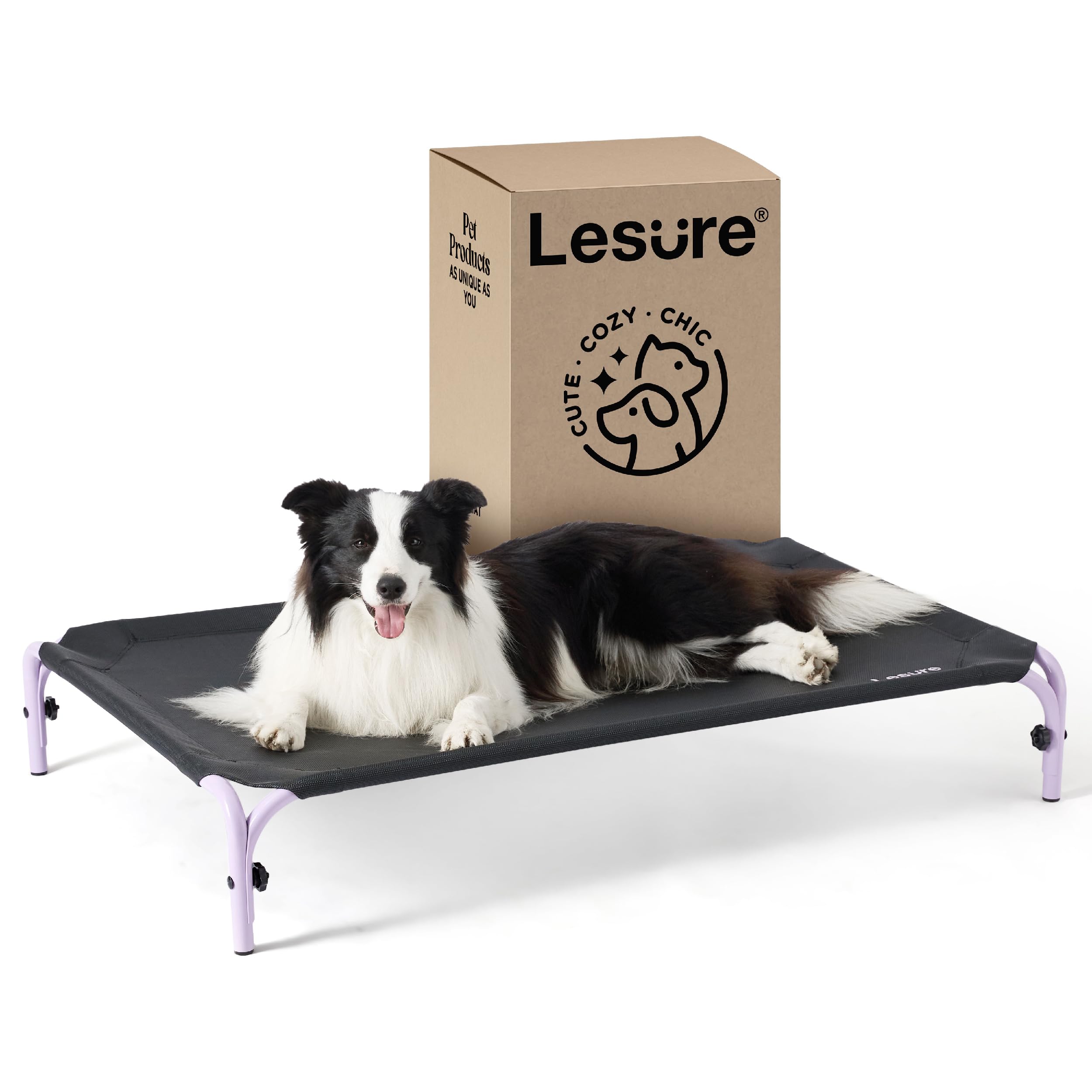 Lesure Elevated Raised Outdoor Dog Bed - Cooling Dog Cot Bed for Large ...