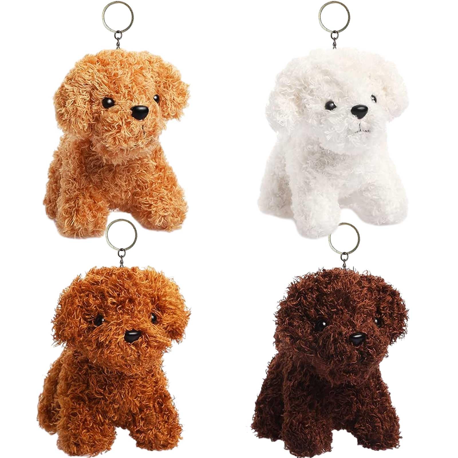 Small Stuffed Animals, 4 Pcs Dog Plush Animal Toy with Keychain Cute ...