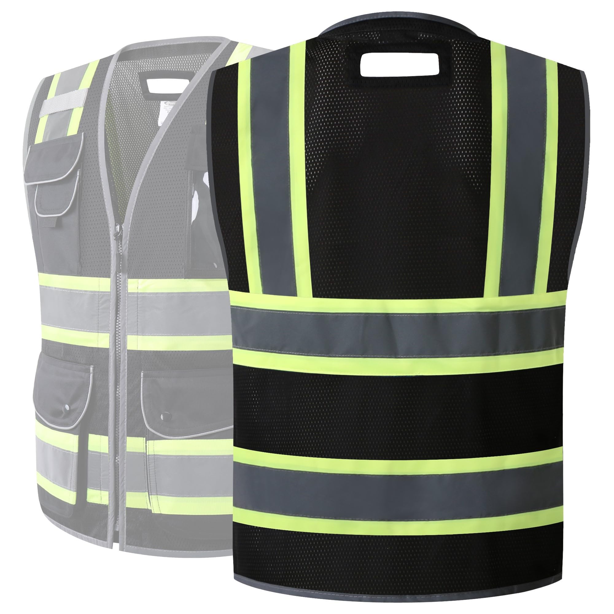 Snapklik.com : JKSafety 11 Pockets Hi-Vis Black Mesh Safety Vest For ...