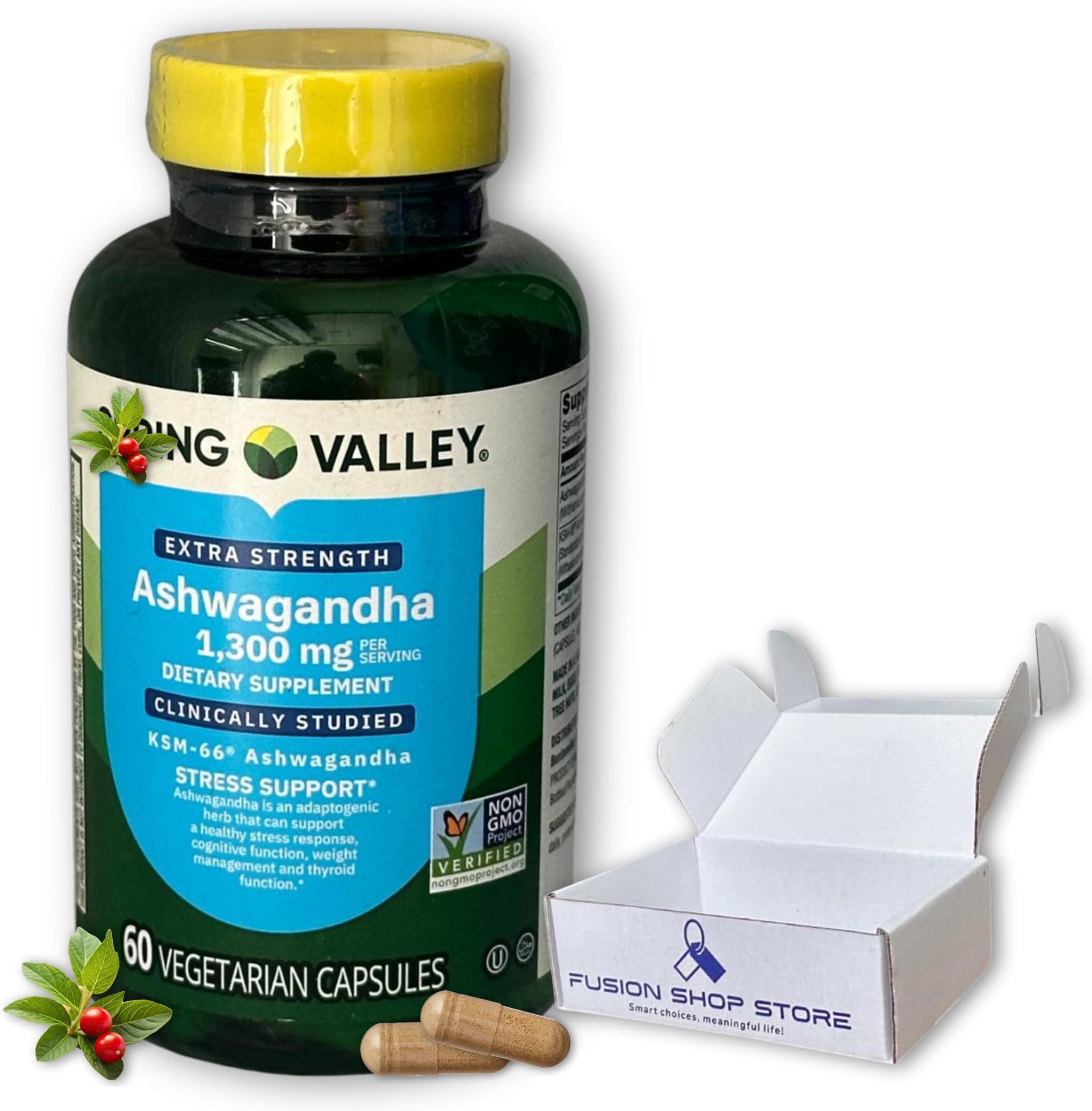 Amazon.com: Spring Valley Ashwagandha ksm 66- Extra Strength 1300mg 60 ...