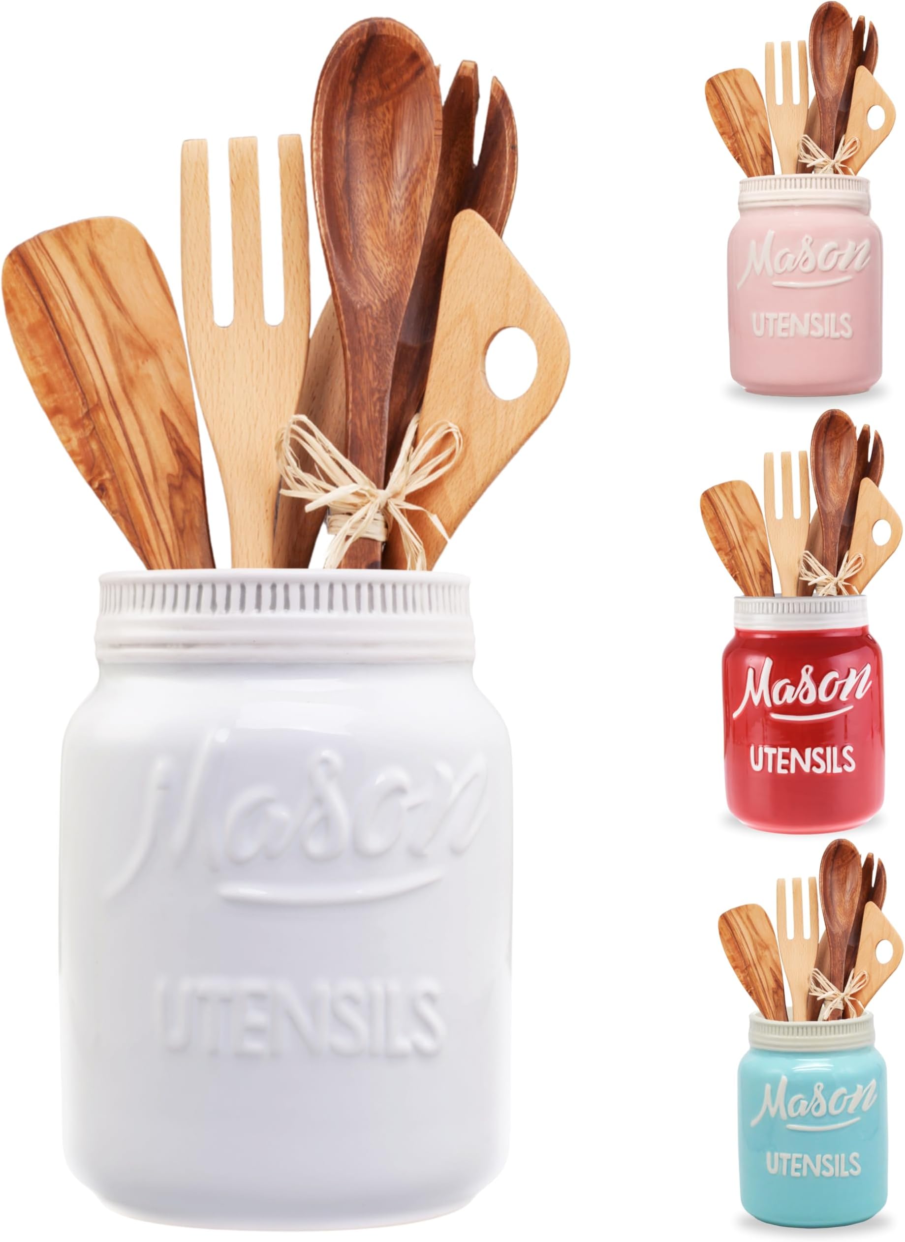 Amazon.com: Palais Essentials Ceramic Utensil Crock Utensil Holder ...