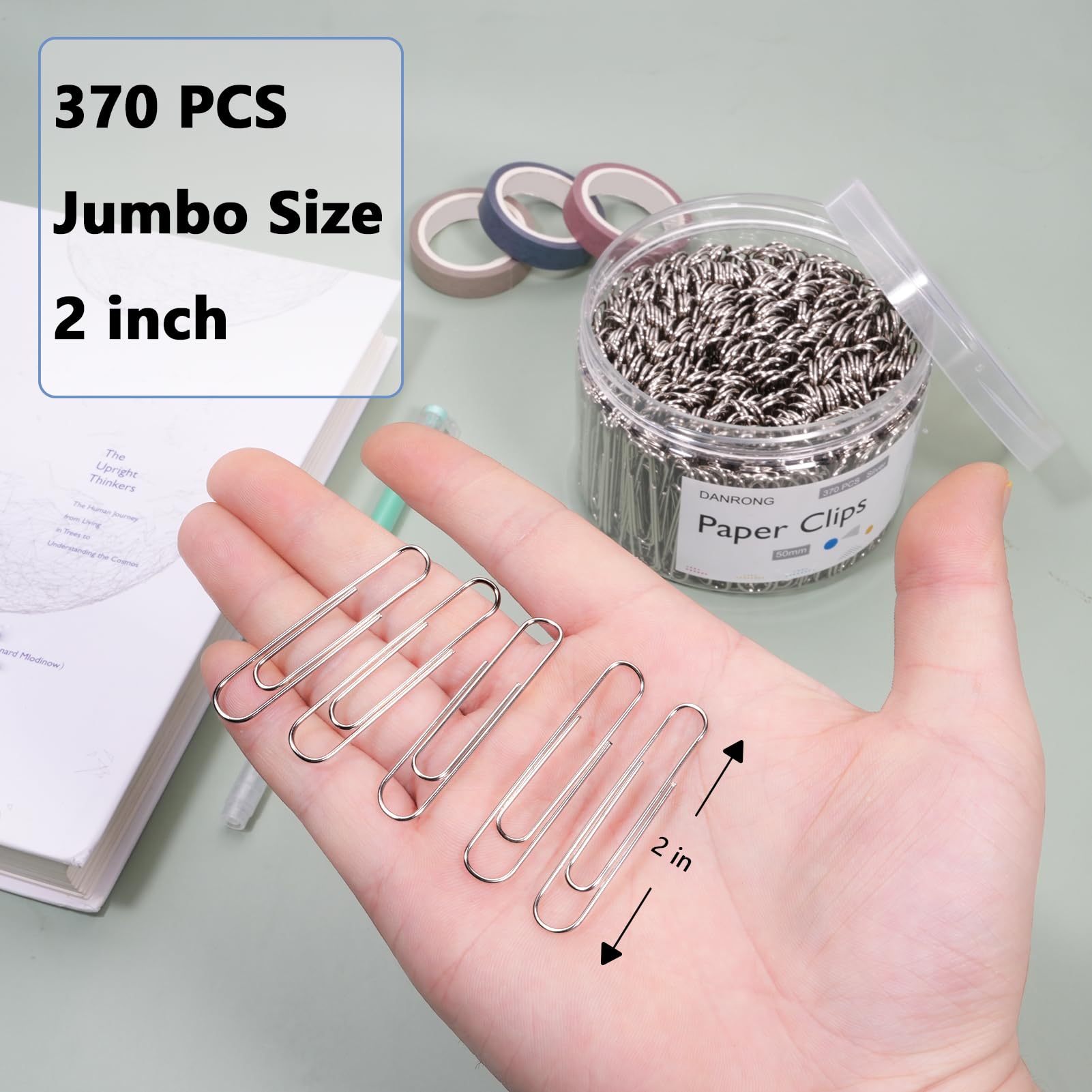 Snapklik.com : DANRONG Silver Jumbo Paper Clips, 370pcs 2 Inch