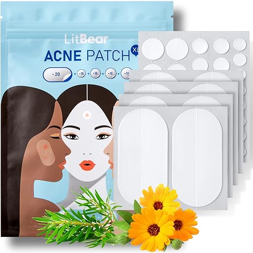 Amazon.com: LitBear Acne Pimple Patches, 5 Sizes 80 Patches for Large ...