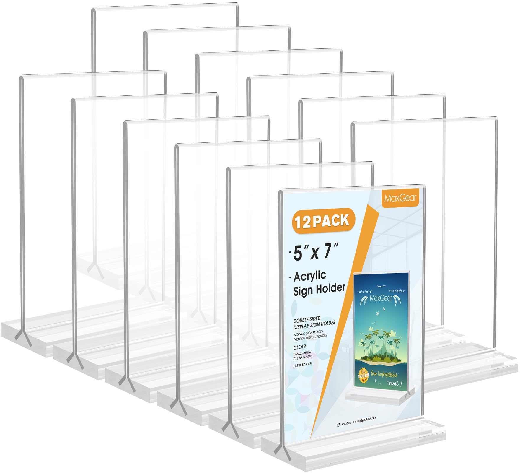 Amazon.com : MaxGear 5x7 Acrylic Sign Holder 12 Pack, Double Sided ...