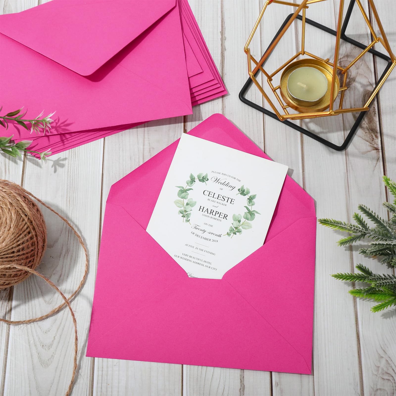 Hot Pink Invitation Envelopes Painted Watercolour Stationery