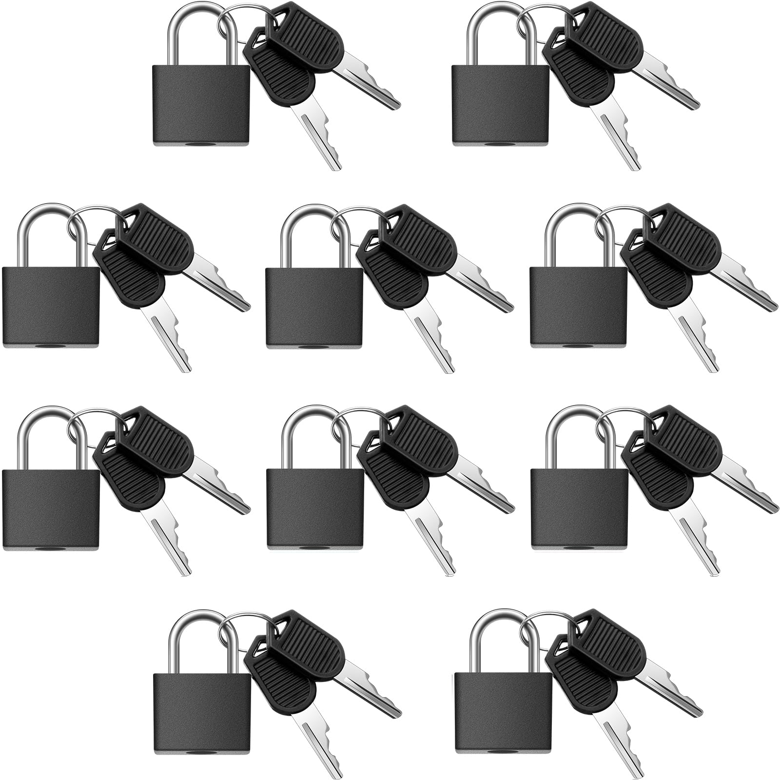 Ripeng 10 Pcs Luggage Locks with Keys Small Padlock Black Mini Locks ...