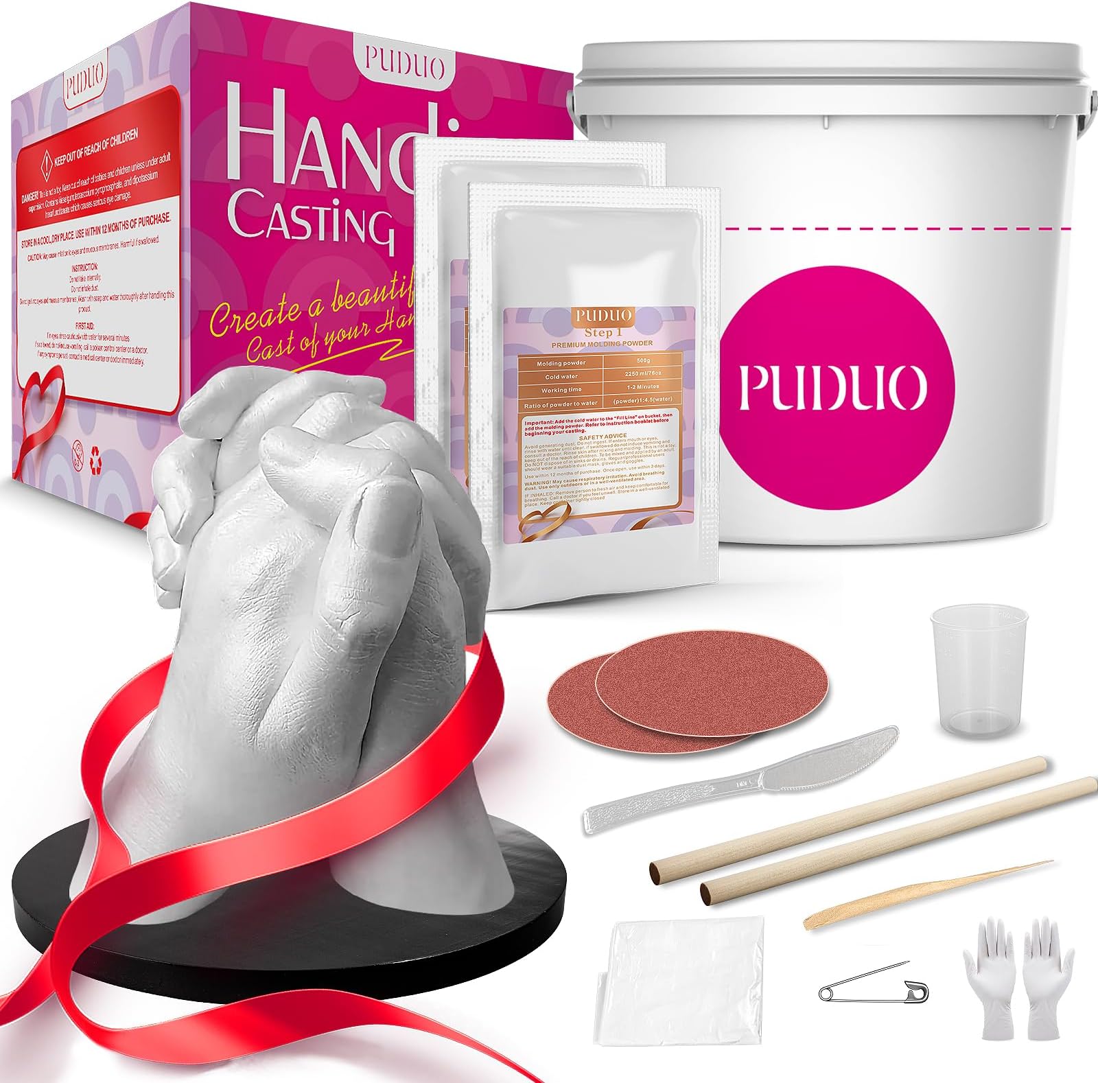 Amazon.com: Puduo Hand Casting Kit for Couples or Family, DIY Plaster ...