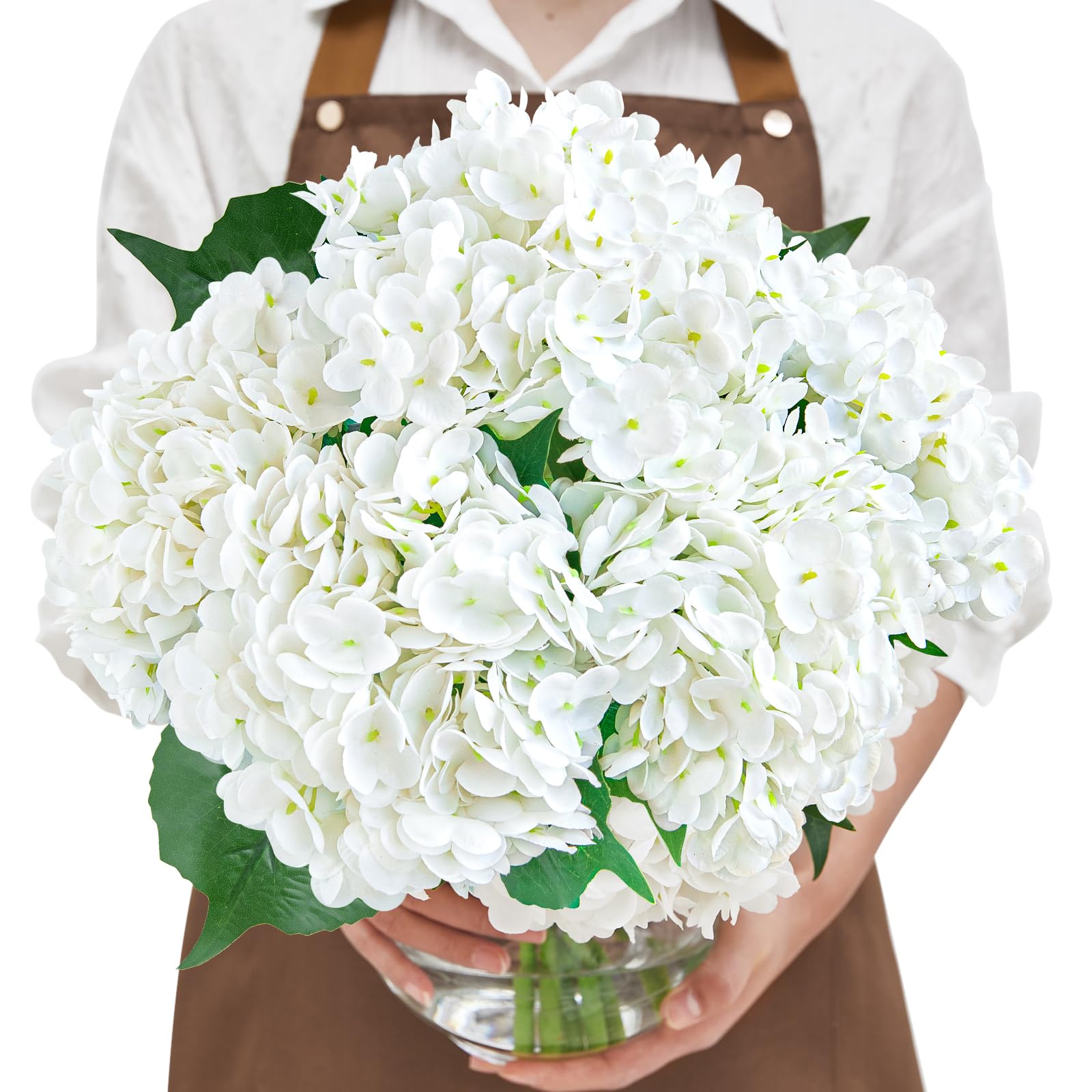 Amazon.com: Serwalin 𝟱𝙋𝘾𝙎 Real Touch White Hydrangea Artificial Flowers ...