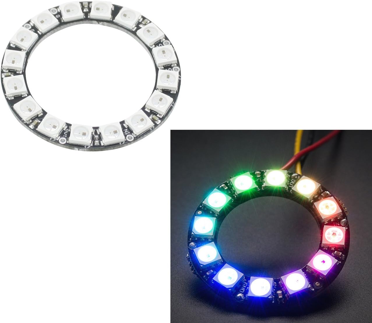 Aihasd 16 Bits 16 X WS2812B Modul WS2812 5050 RGB LED Ring Lampe Licht ...
