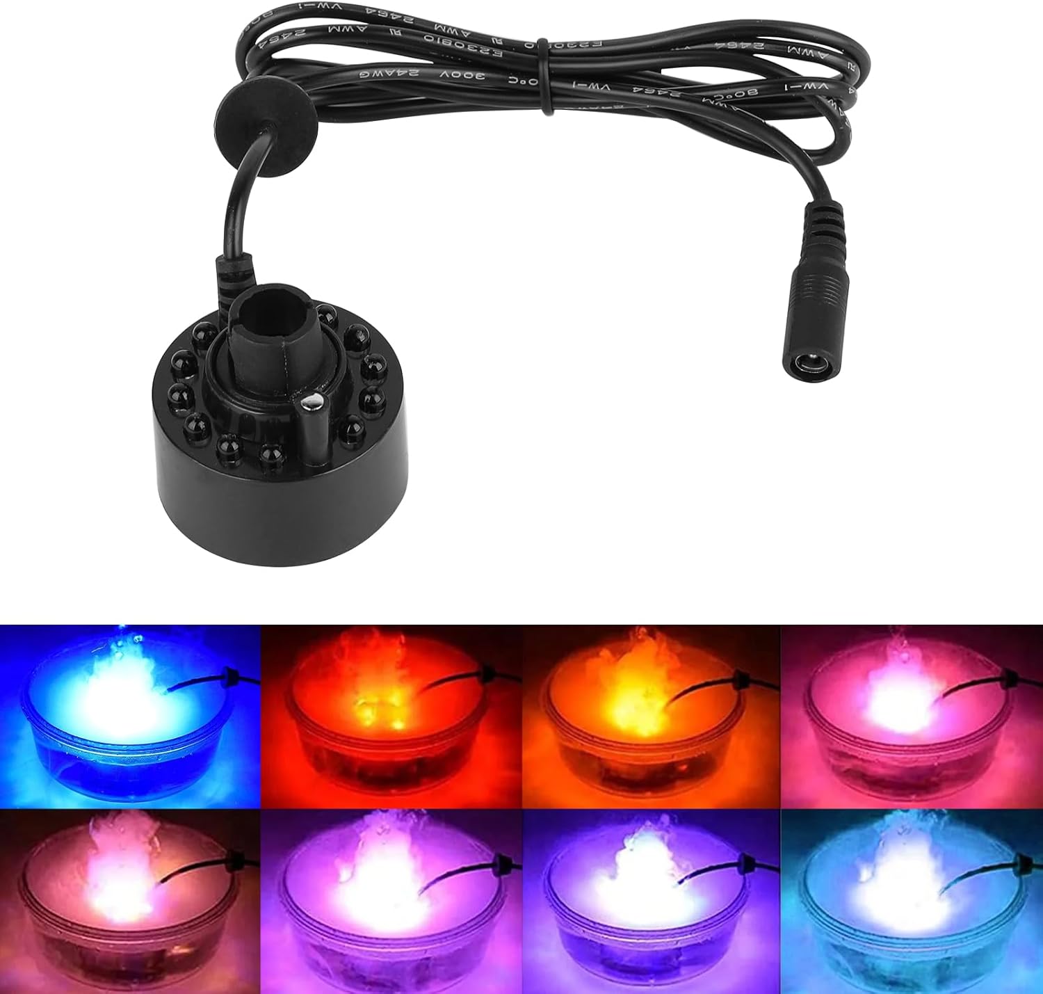 Palmcee Mist Maker with 12 LED Lights, Ultrasonic Mist Maker Fogger ...