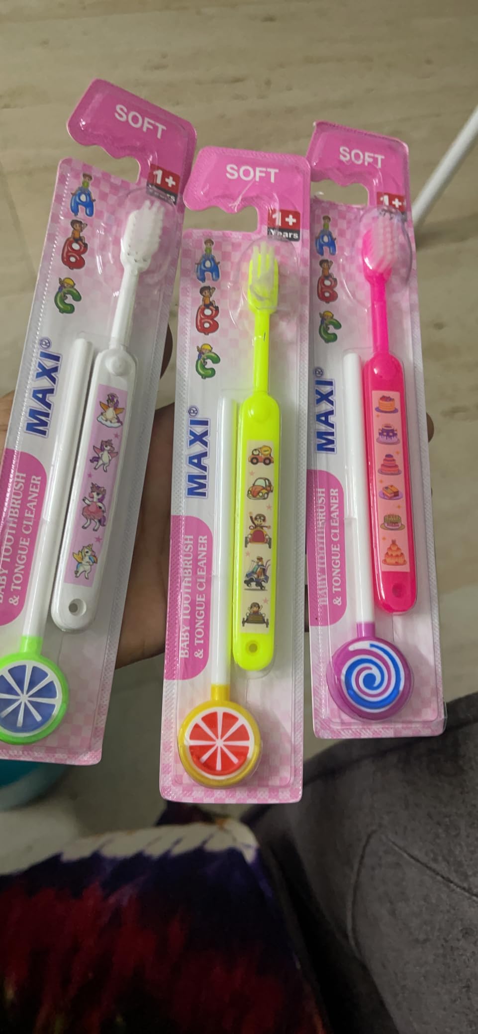 MAXI ABC Baby Toothbrush and Tongue Cleaner - Oral Hygiene Kit for 1 ...