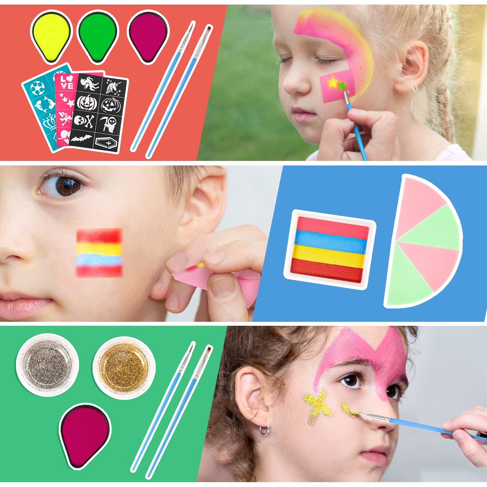 Snapklik.com : 27 PCS Face Paint Kit For Kids, 17 Colors Face Painting ...