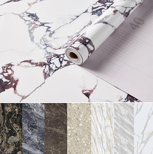 PHINILUX Marble Contact Paper for Countertops Cover -393.7''x24'' Peel ...