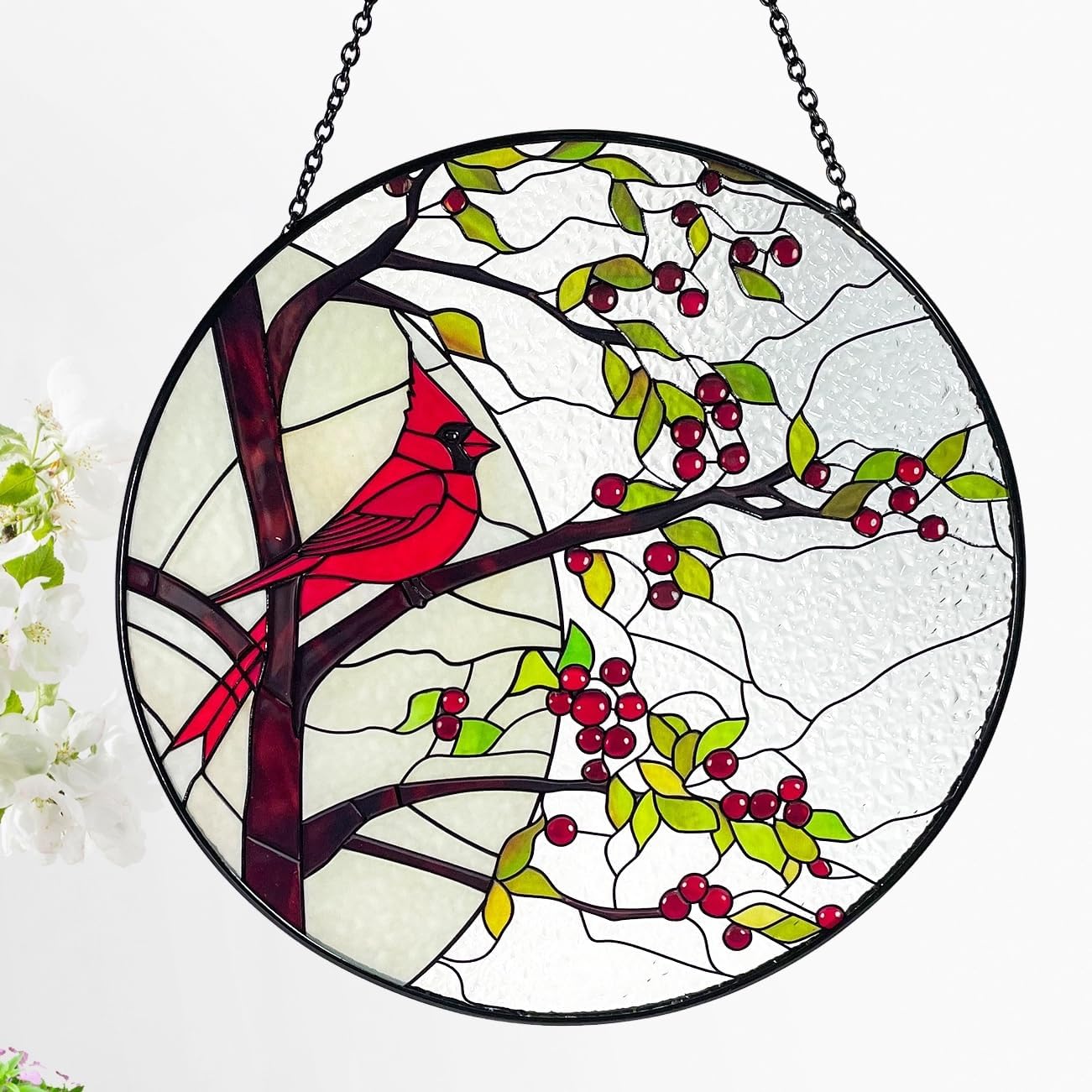 Amazon.com: Red Bird Memorial Suncatcher, Memorial Panel Glass Stained ...
