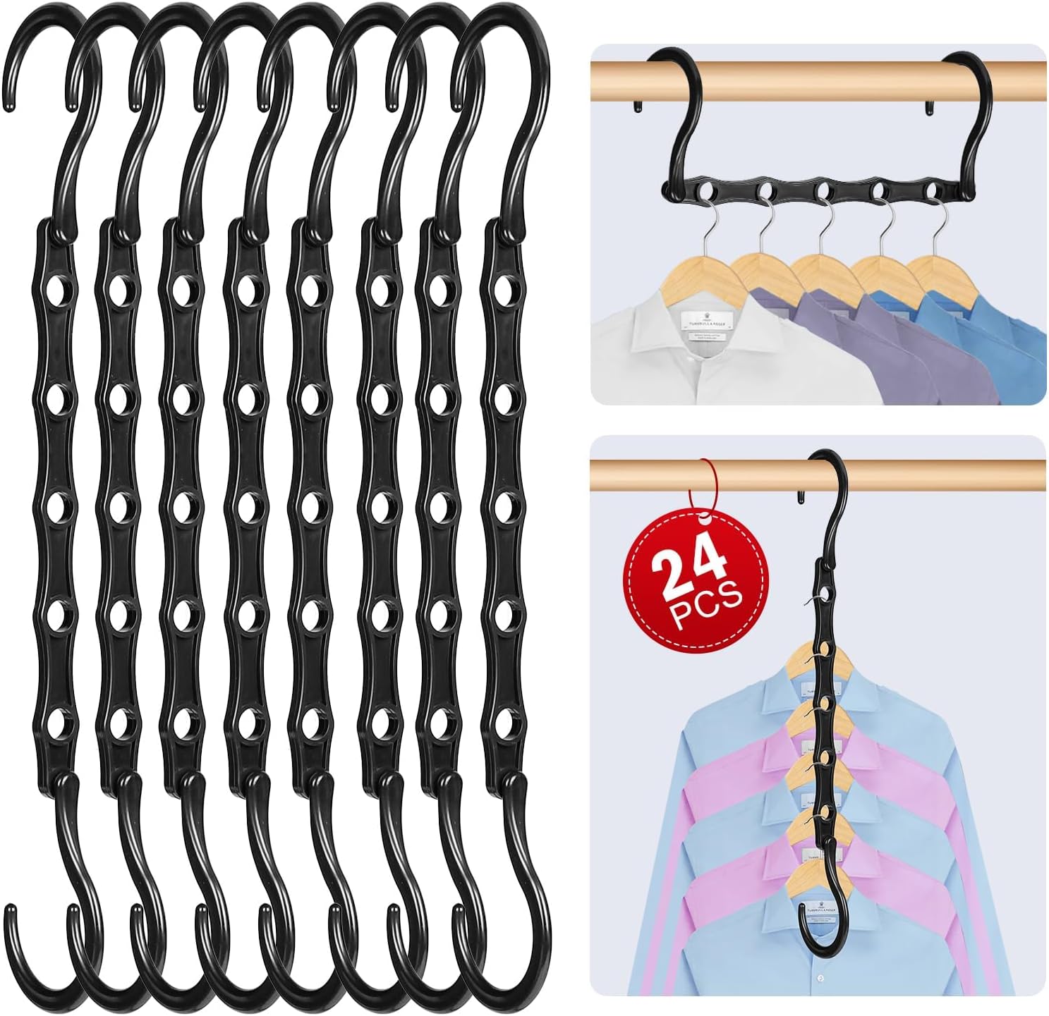 Amazon.com: UniqNest Magic Hangers Space Saving 24 Pack, Multifunction ...