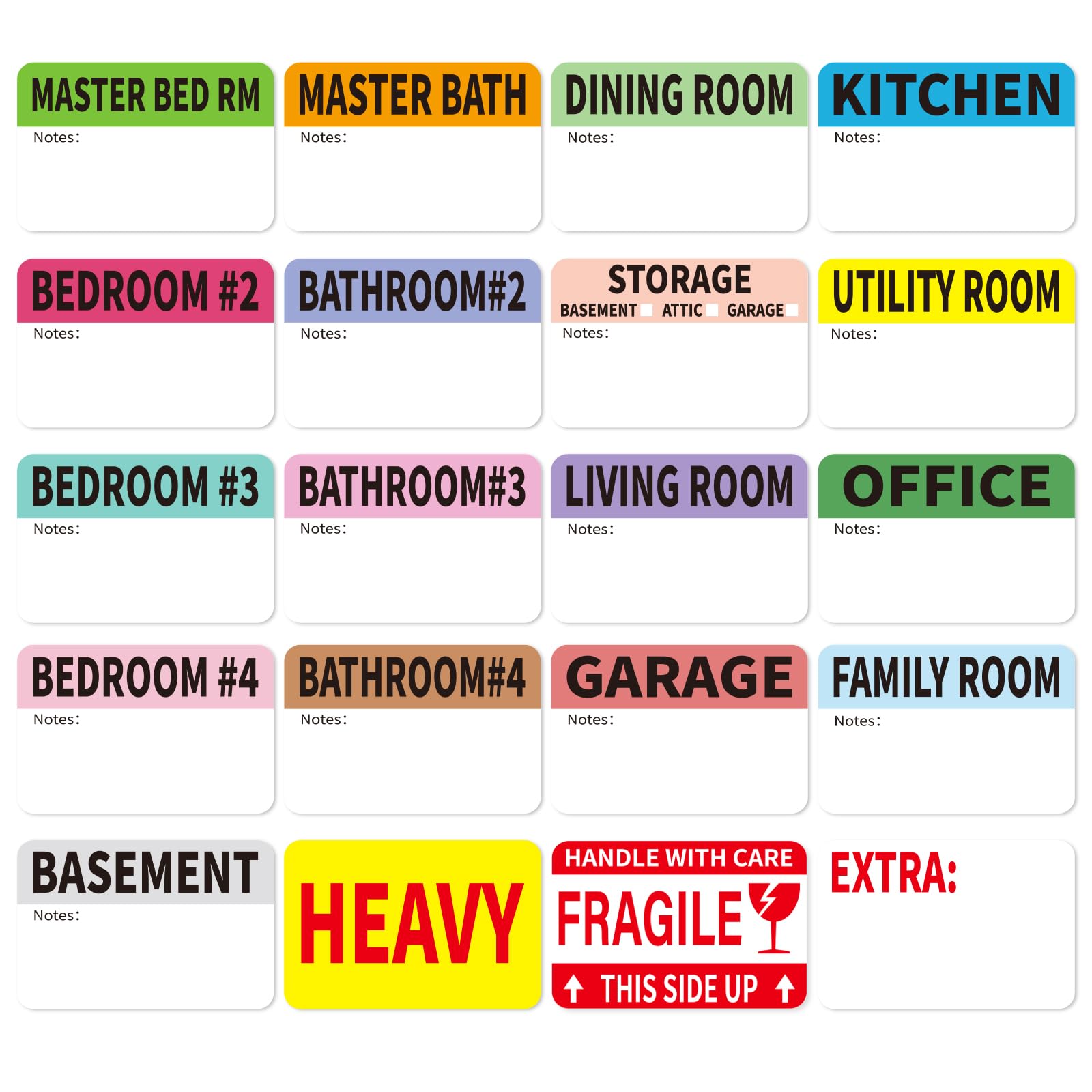 Amazon.com : STARLIBOO 500 pcs 20 Designs Pre-Printed Color-Coded Home ...