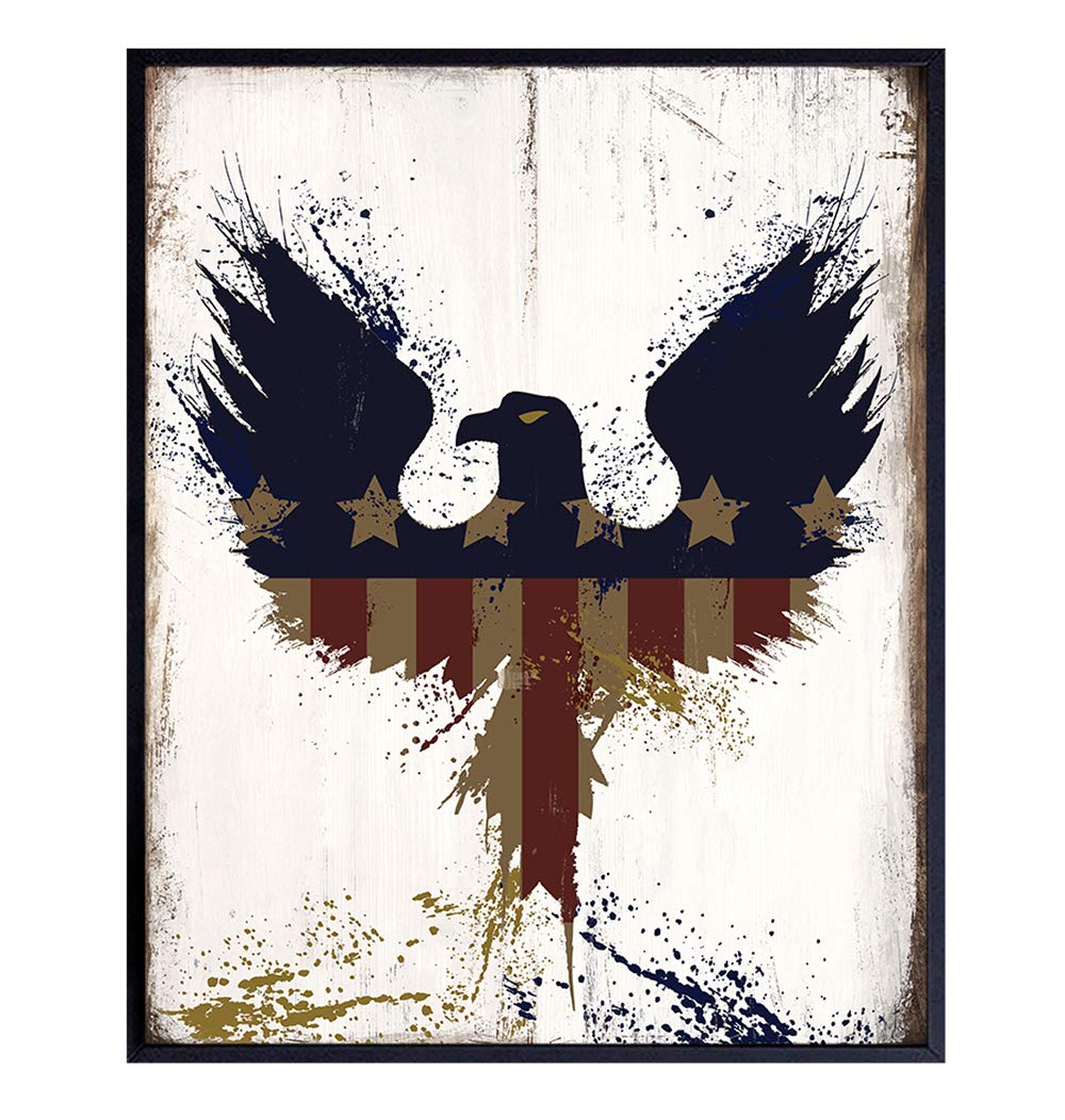 Amazon.com: Rustic Grungy American Eagle Wall Art - 8x10 Patriotic Flag ...