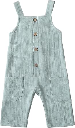 Amazon.com: Emmababy Baby Boy Sleeveless Cotton Linen Jumpsuit Infant ...