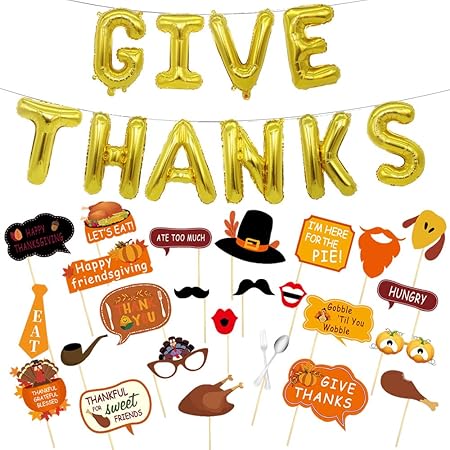 Amazon.com: Thanksgiving Photo Booth Props Kit(42Pcs), Konsait Funny ...