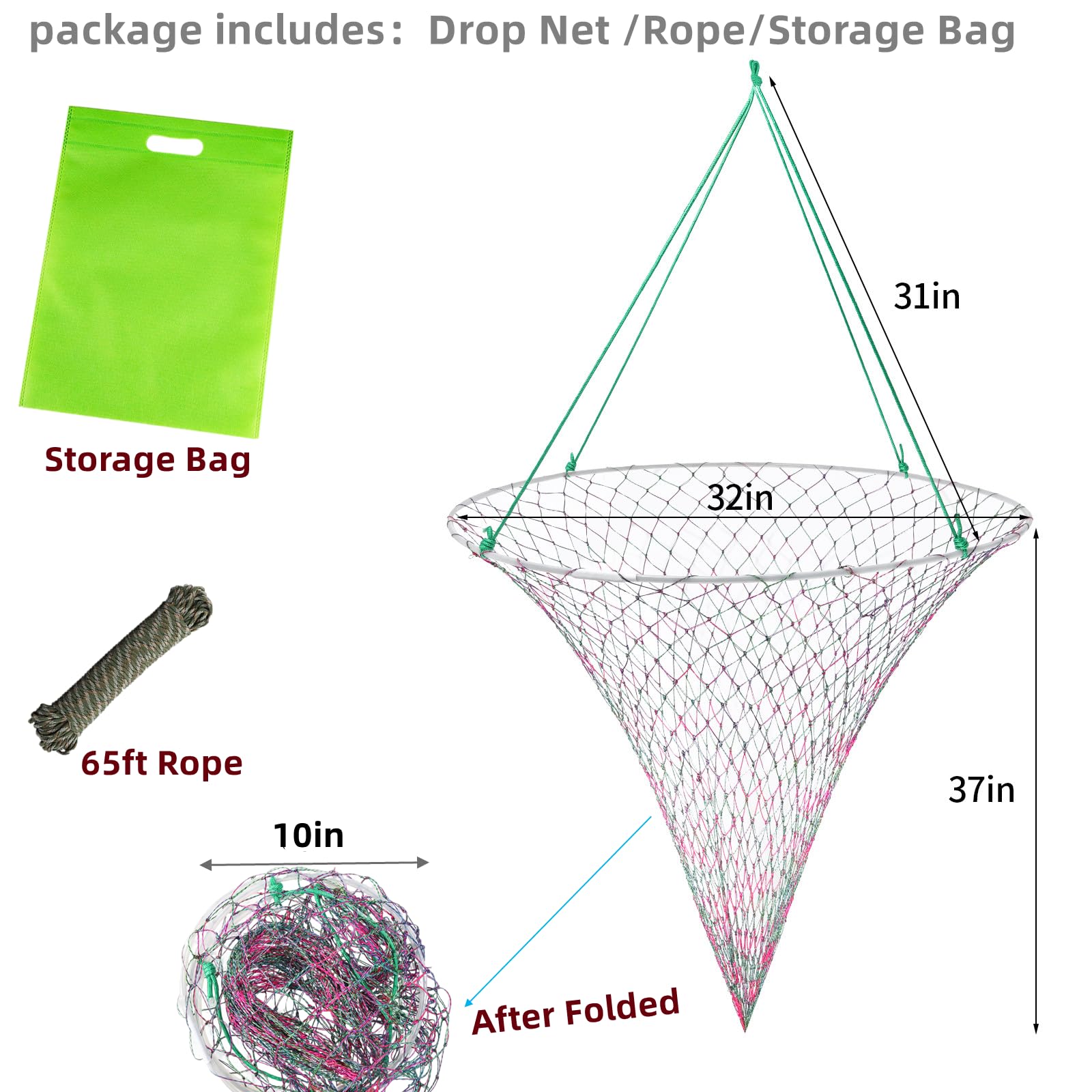 Snapklik.com : 32in X 37in Folded Bridge And Pier Fishing Net, More ...