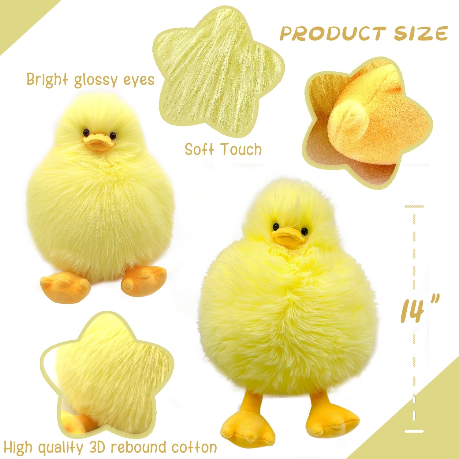 Snapklik.com : Fesmaro Yellow Fluffy Duck Plush - 14 Inches Of Cuddly Joy