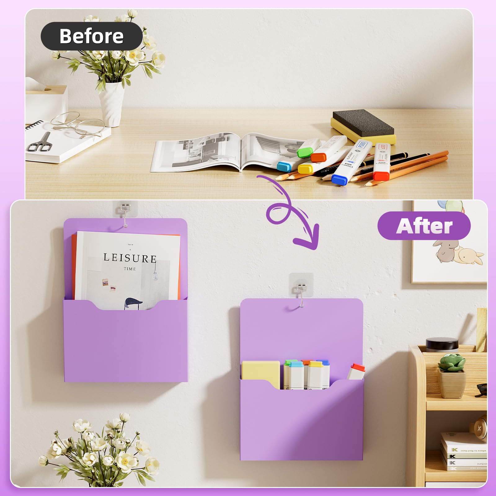 KoreTech 6 Pack Magnetic File Holder Strong Hold, Magnetic Paper Holder For